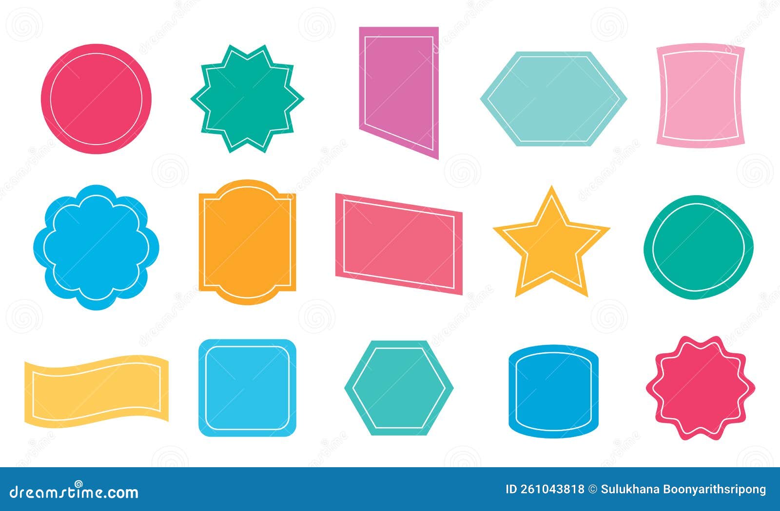 Set of Sticker Element Geometric Shape Vector Illustration Isolated on ...