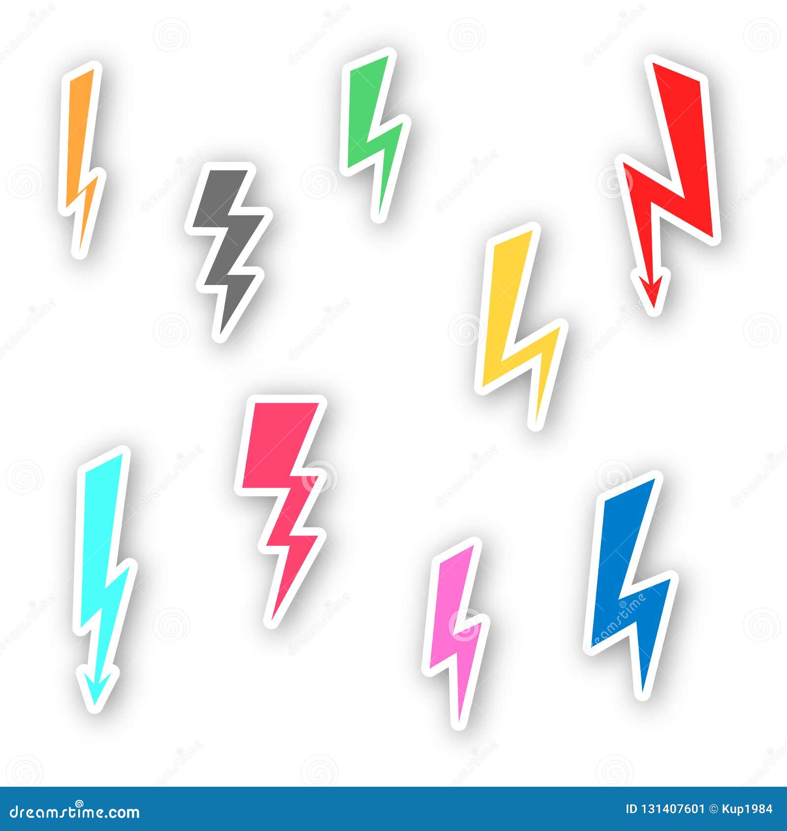 Set Sticker Lightning Isolated on White Background. Stock Vector ... Set Sticker Lightning Isolated on White Background. Stock Vector ...