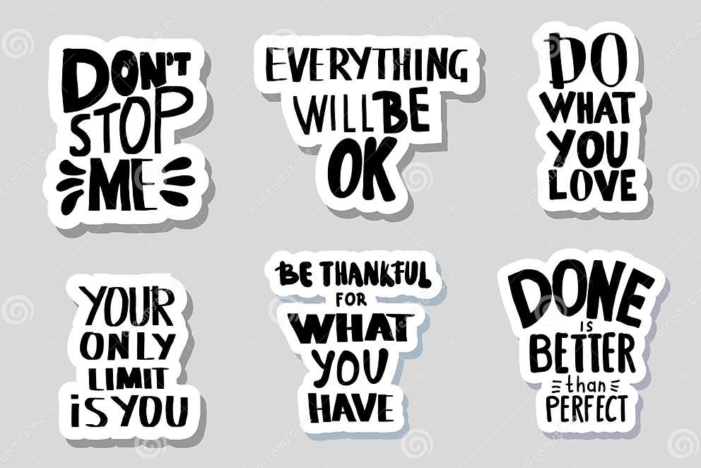Set Of Sticker Quotes Vector Text Illustration Stock Vector