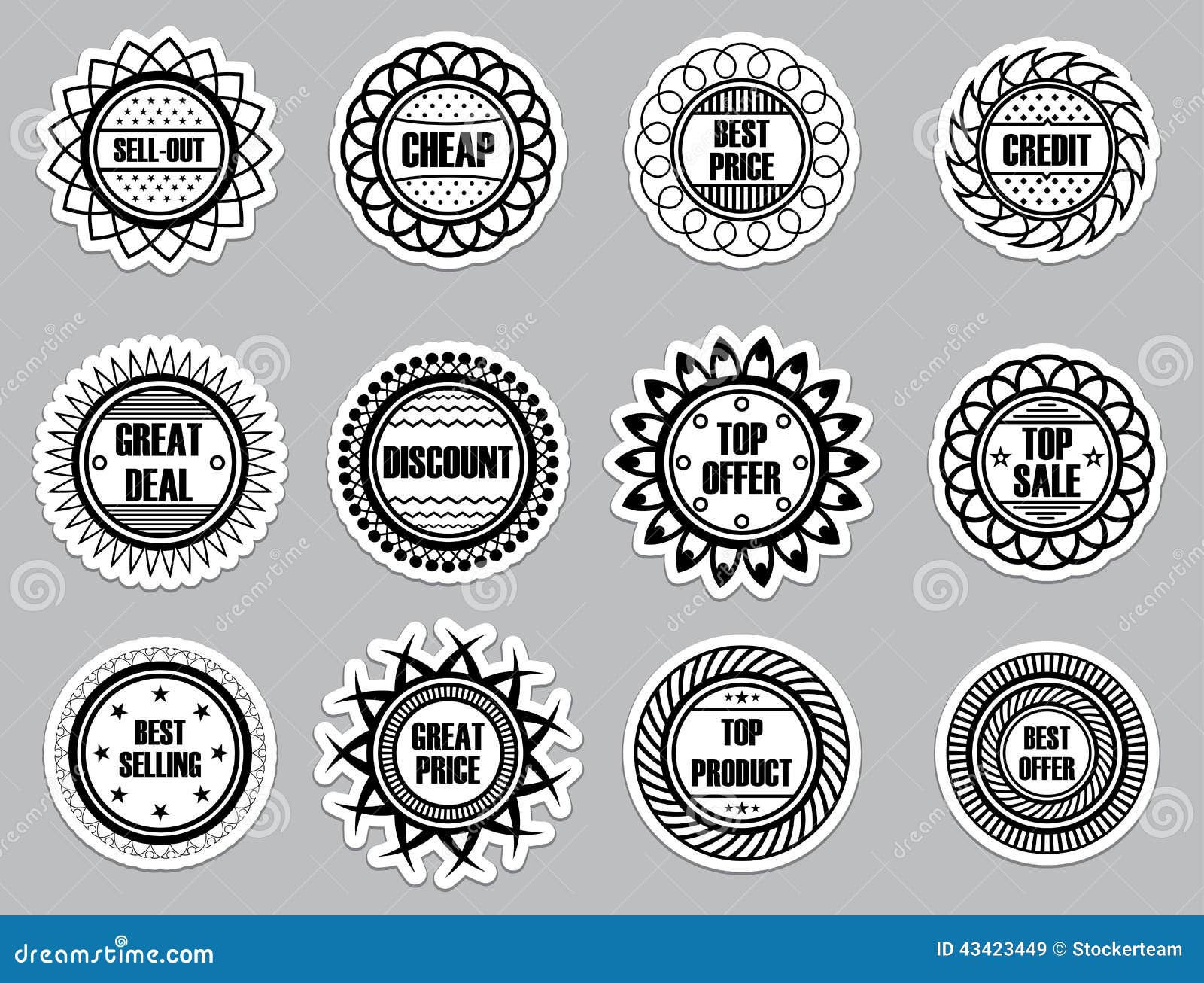 Set sticker for Selling stock illustration. Illustration of card - 43423449