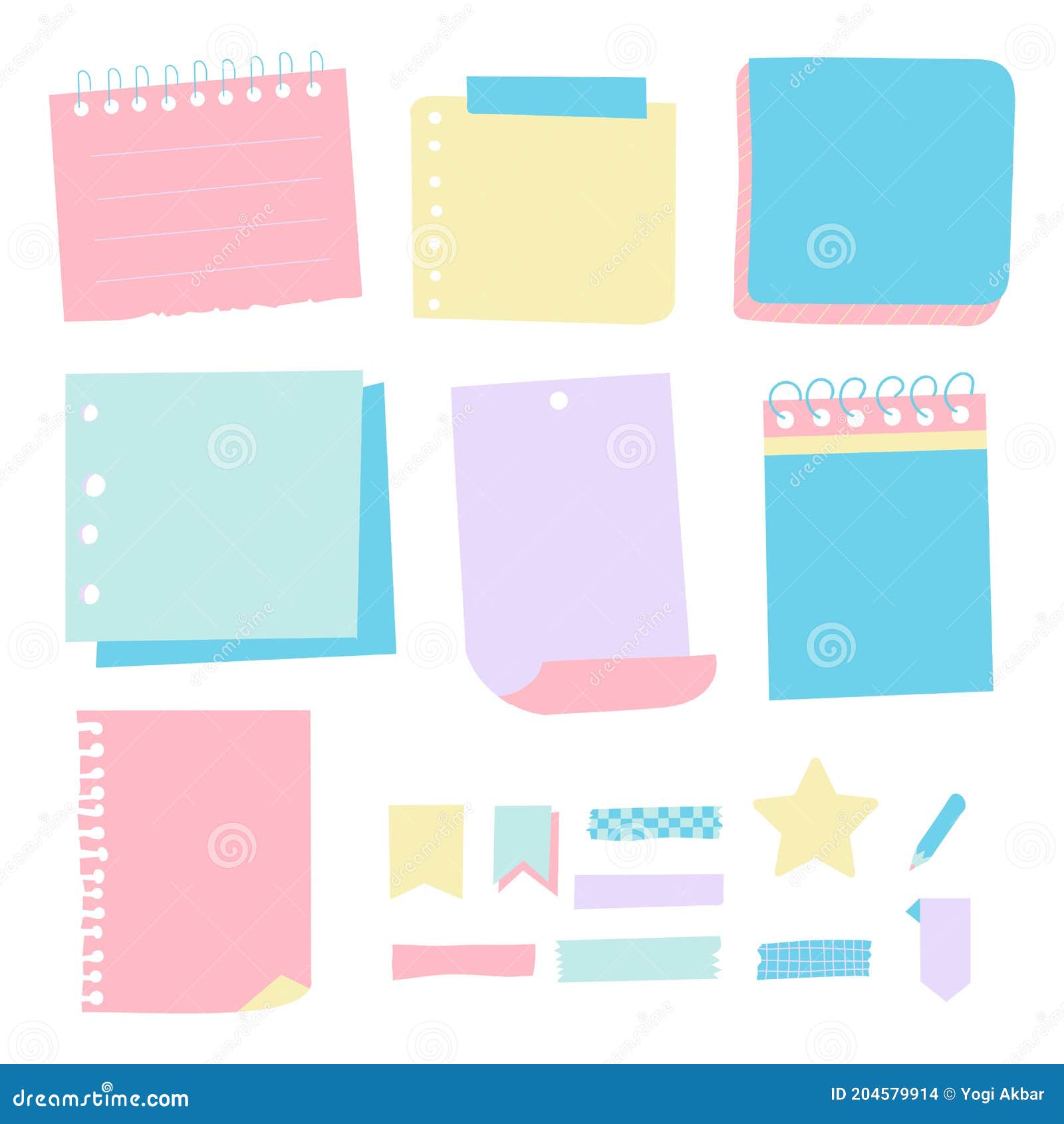 Set of Stickers, Adhesive Colored Paper for Notes and Reminders. Vector ...