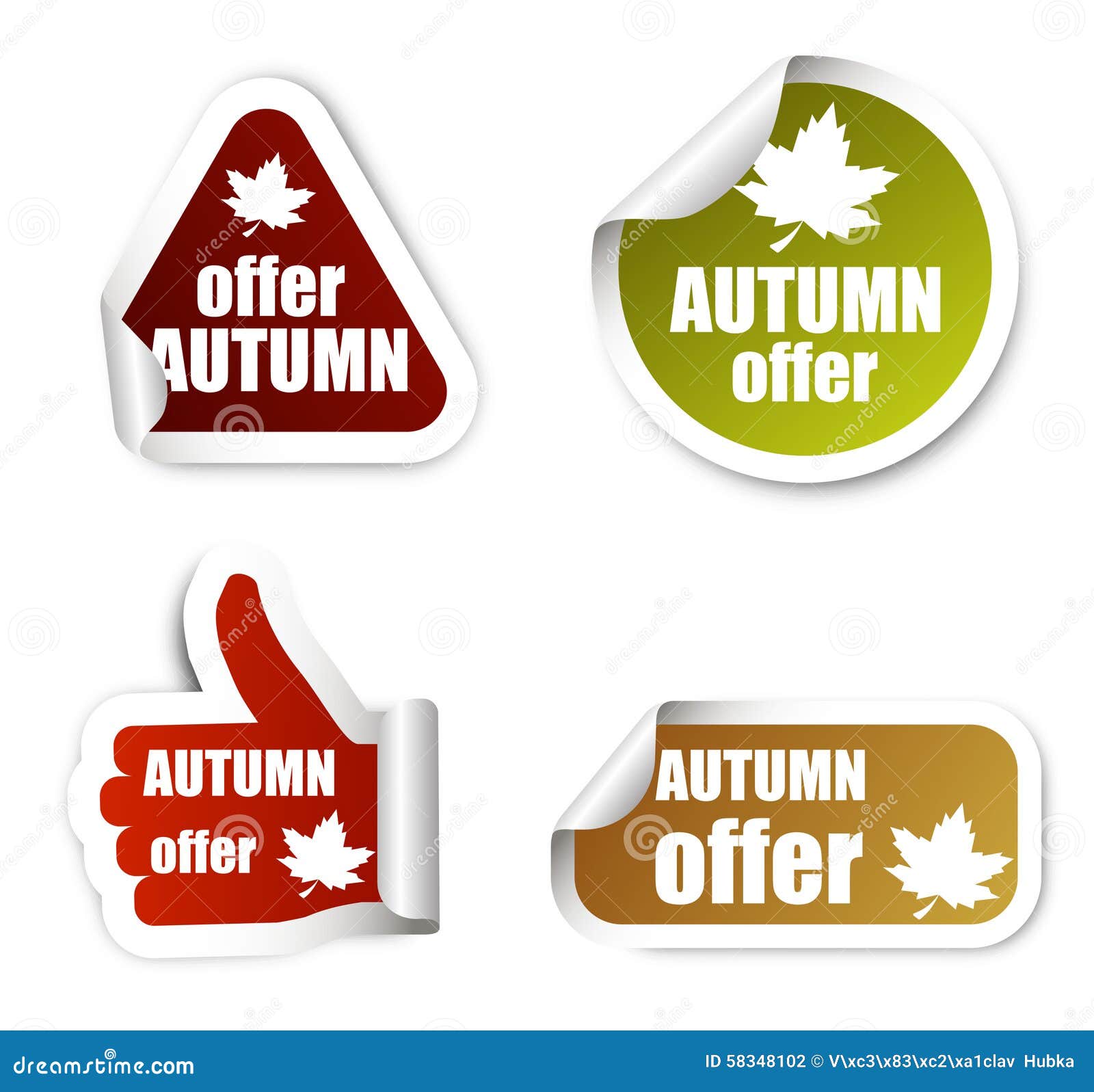 Set stickers autumn offer stock vector. Illustration of product - 58348102