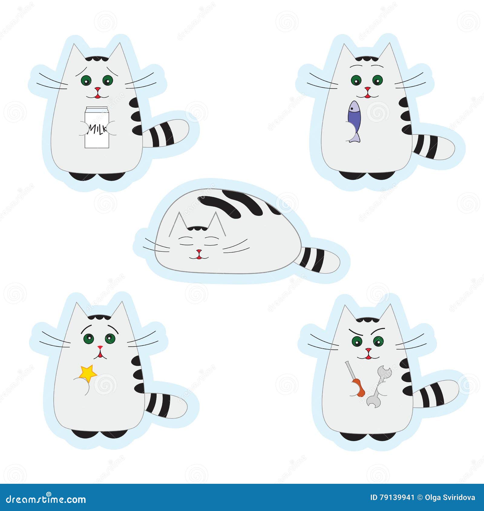 Set of stickers Cats stock vector. Illustration of feline - 79139941
