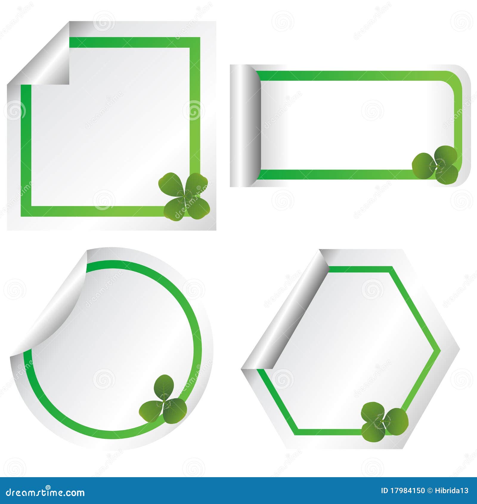 Set of Stickers with Clovers Stock Vector - Illustration of sticker ...