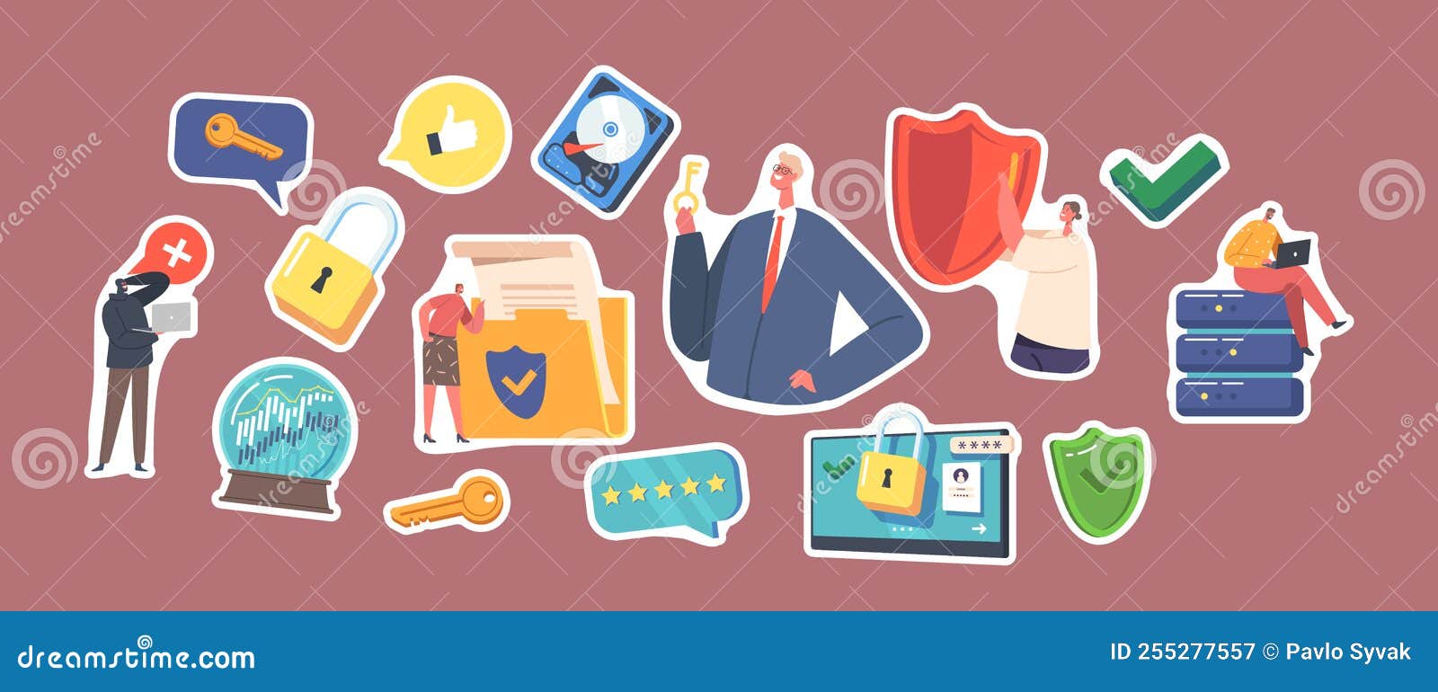 Set Of Stickers Hacker Attack, Phishing, Stealing Personal Data ...