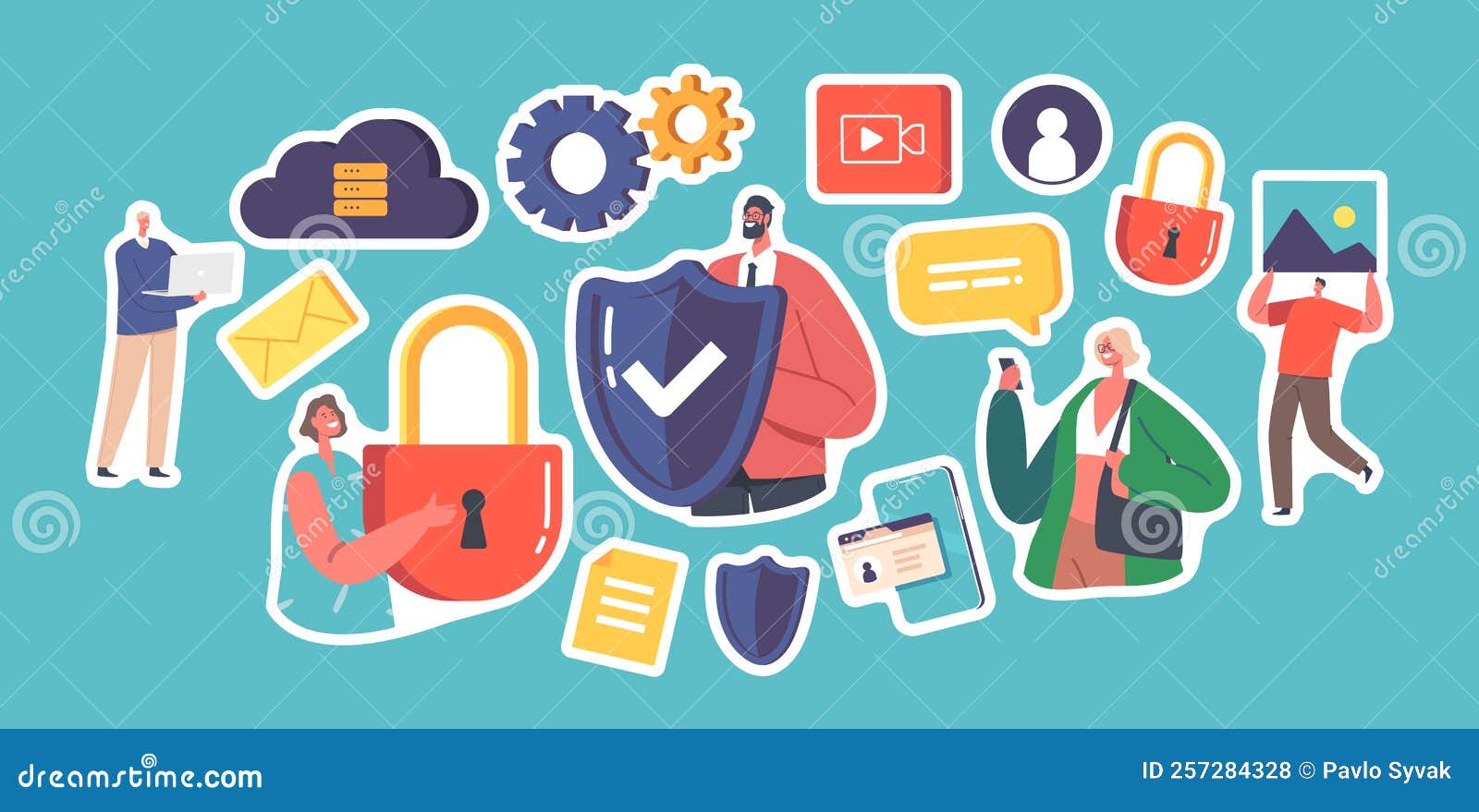 Set of Stickers Cyber Safety, Computer Security, Internet Privacy, Data ...