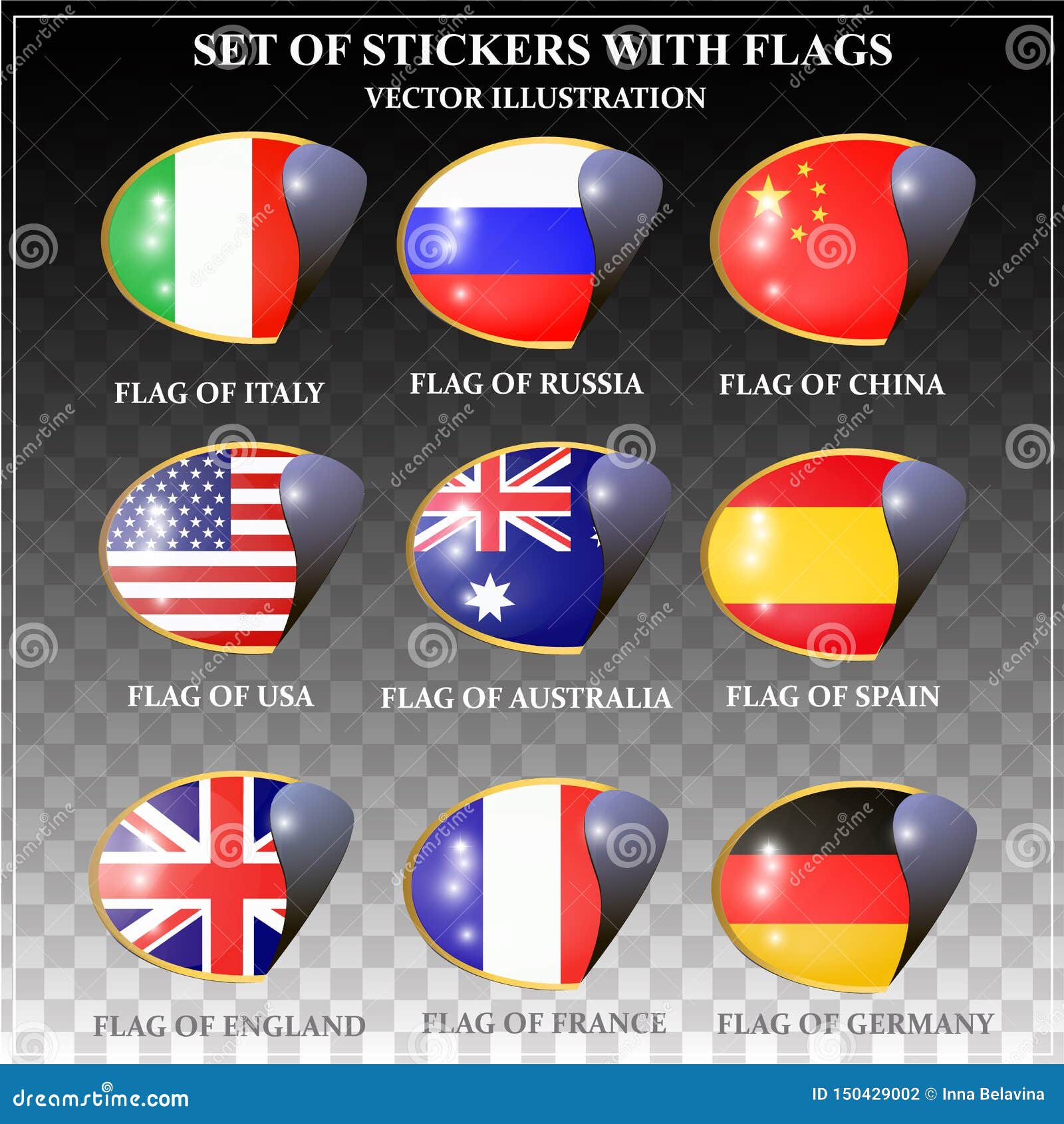 Set of Stickers with Flags. Vector. Stock Vector - Illustration of ...