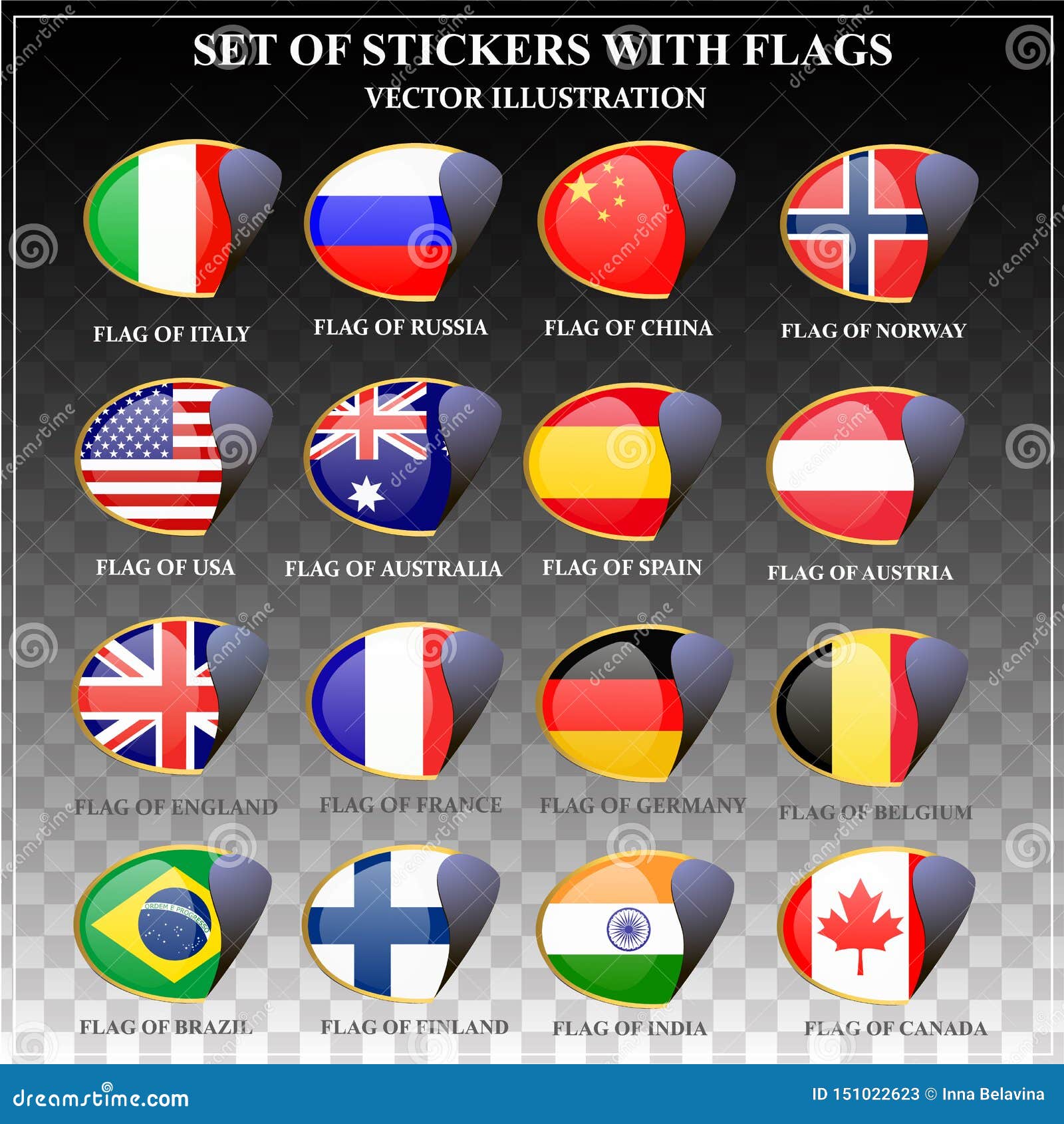 Set of Stickers with Flags. Vector. Stock Vector - Illustration of ...