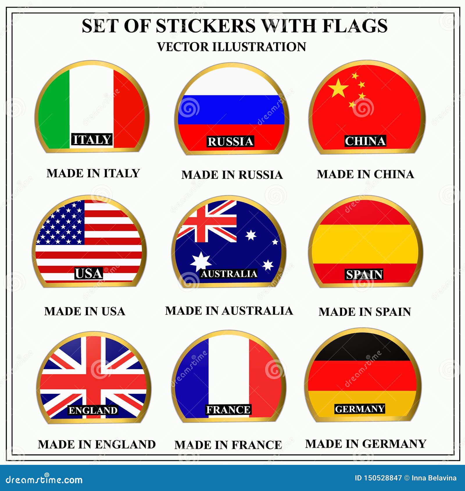 Set of Stickers with Flags. Vector. Stock Vector - Illustration of ...