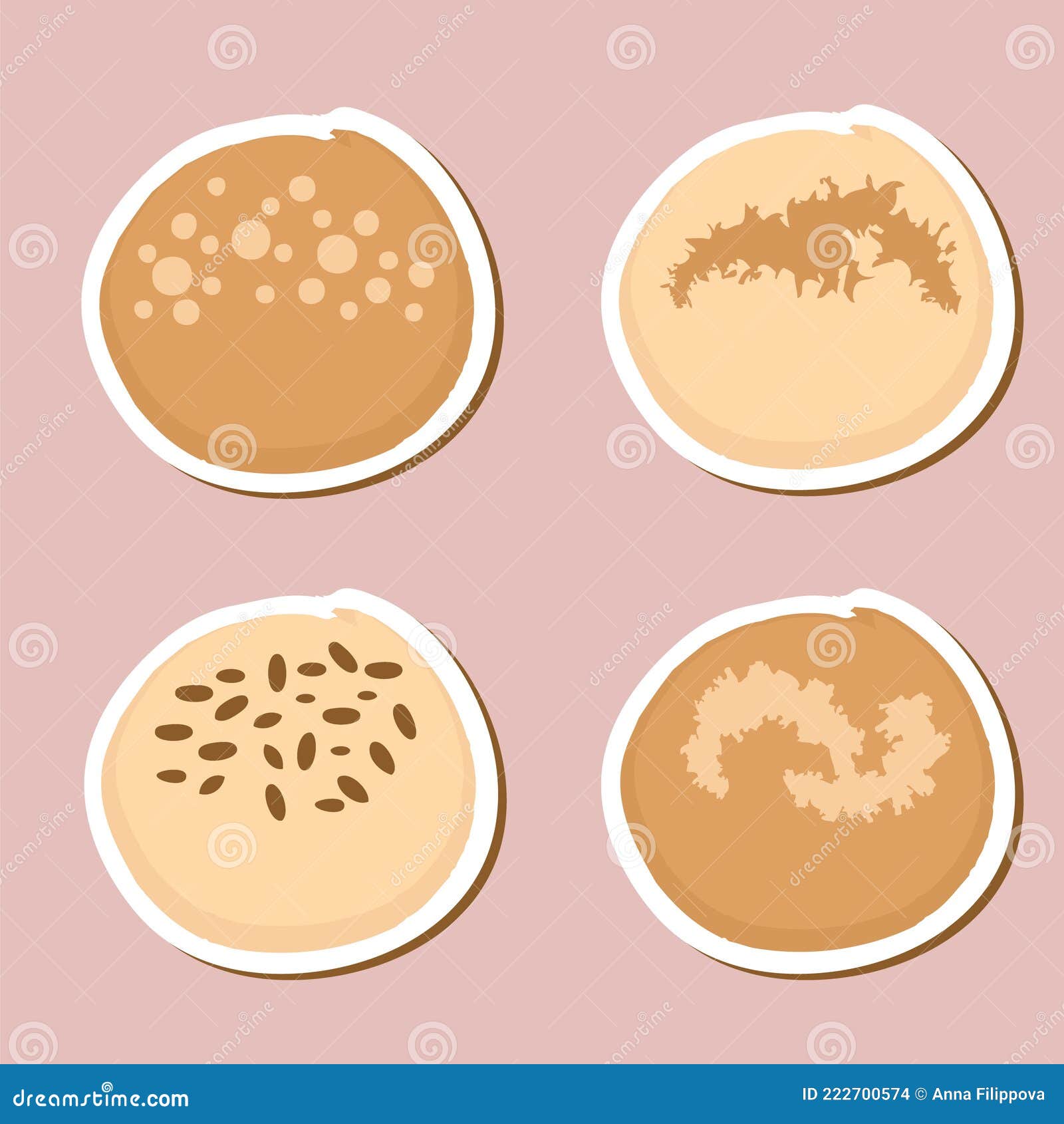 Set of Stickers from Four Various Delicious Buns for Decor and Design ...