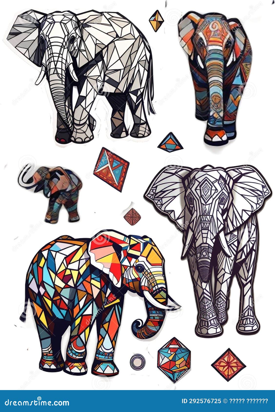 Stickers Elephant. He Eats Porridge With A Spoon. Big Set Of Stickers ...