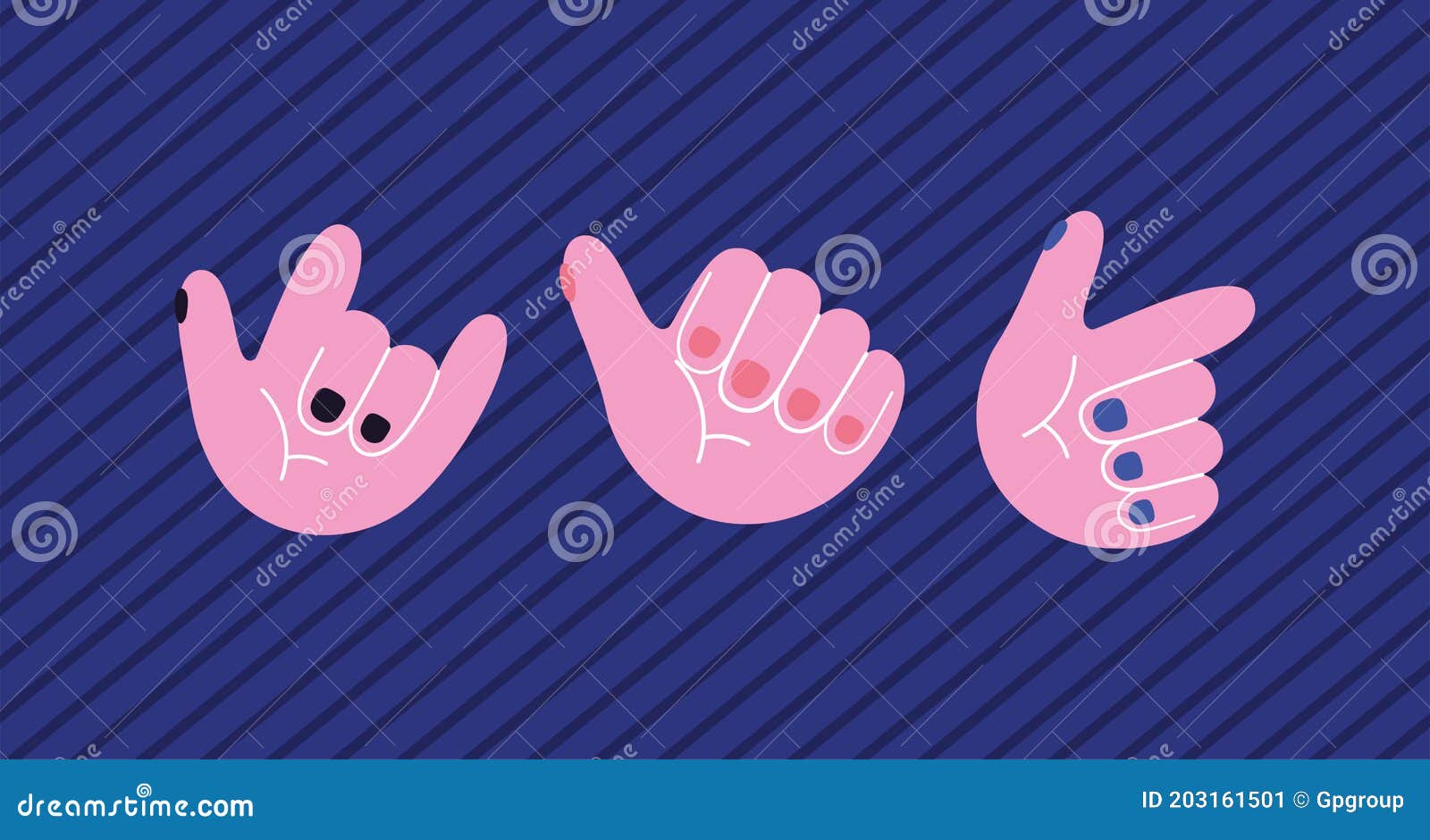 Set of stickers with hands stock vector. Illustration of people - 203161501