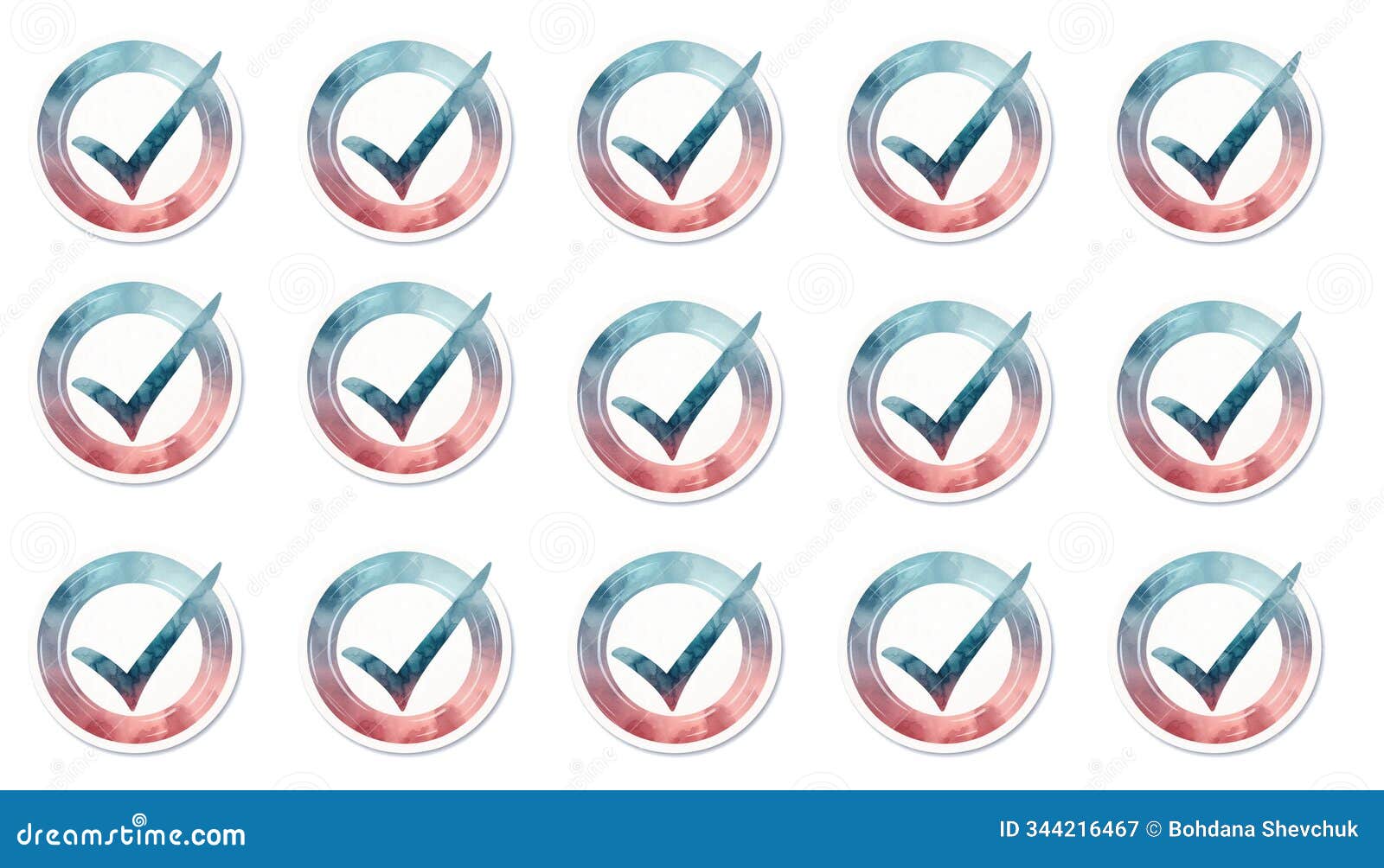 Set of Stickers with Approval Tick Stock Illustration - Illustration of ...