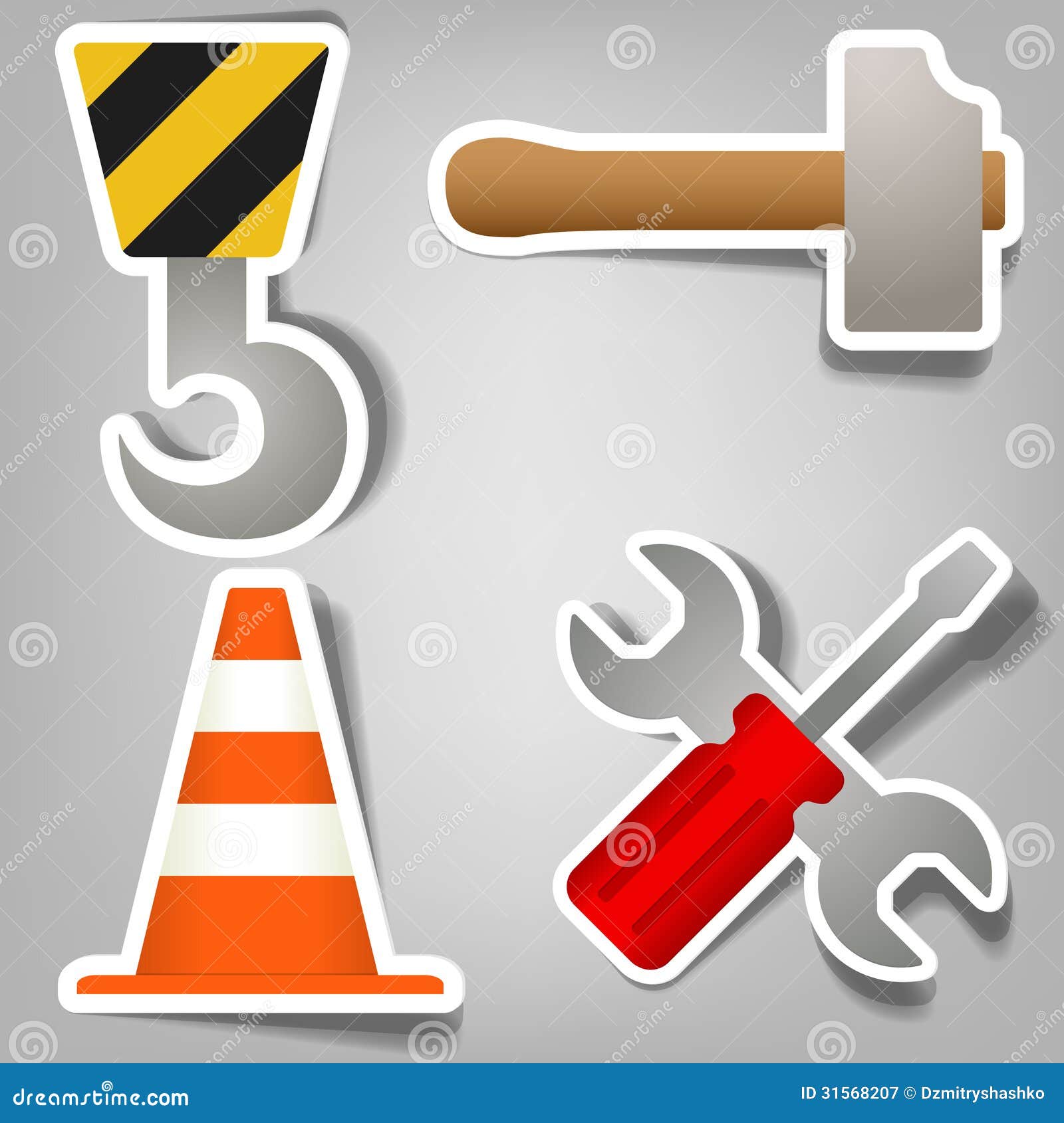Set of Stickers that Indicate Repair Works Stock Vector - Illustration ...