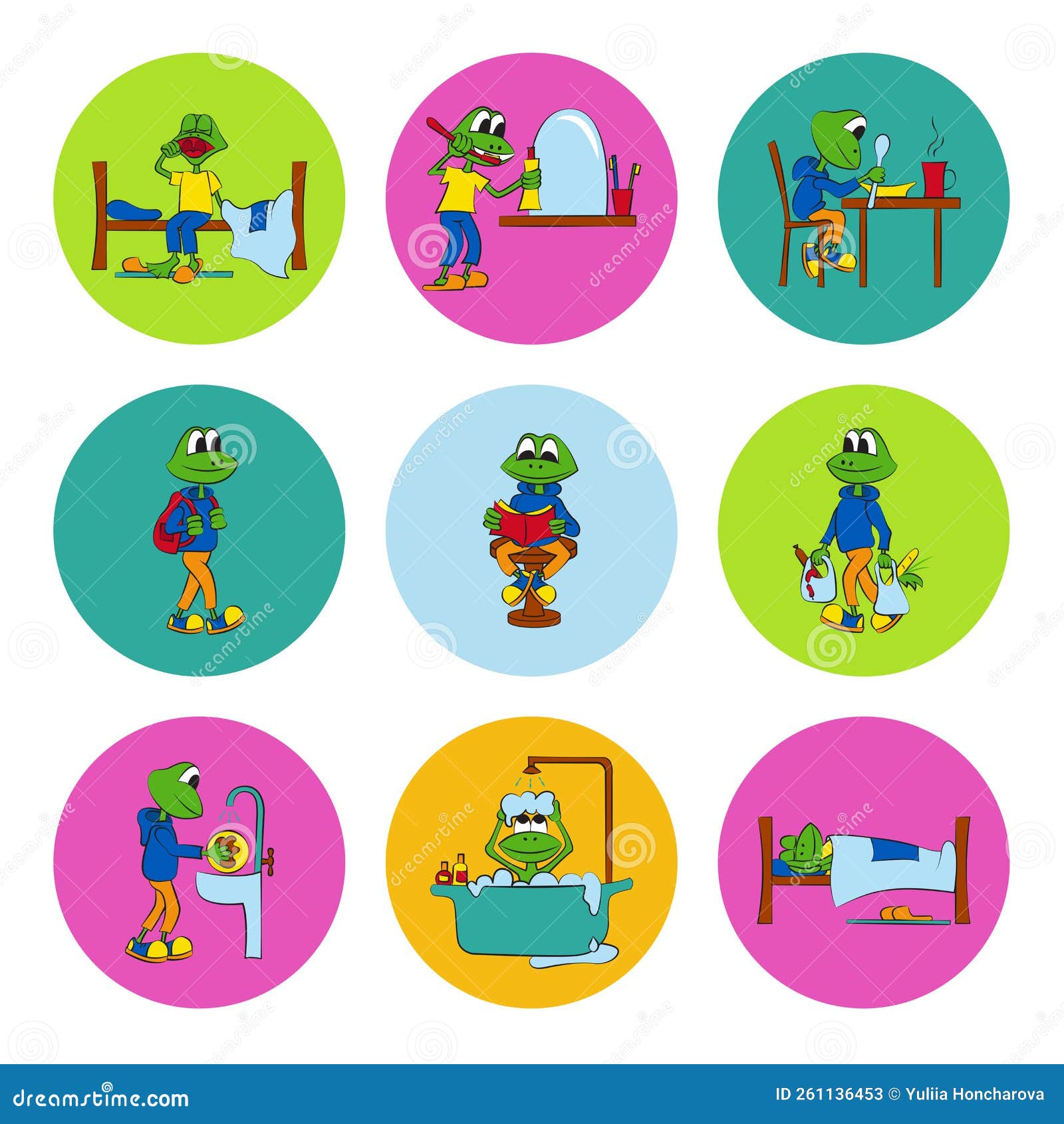 Set Of Stickers On The Theme Of Daily Planning Of The Daily Routine Of ...
