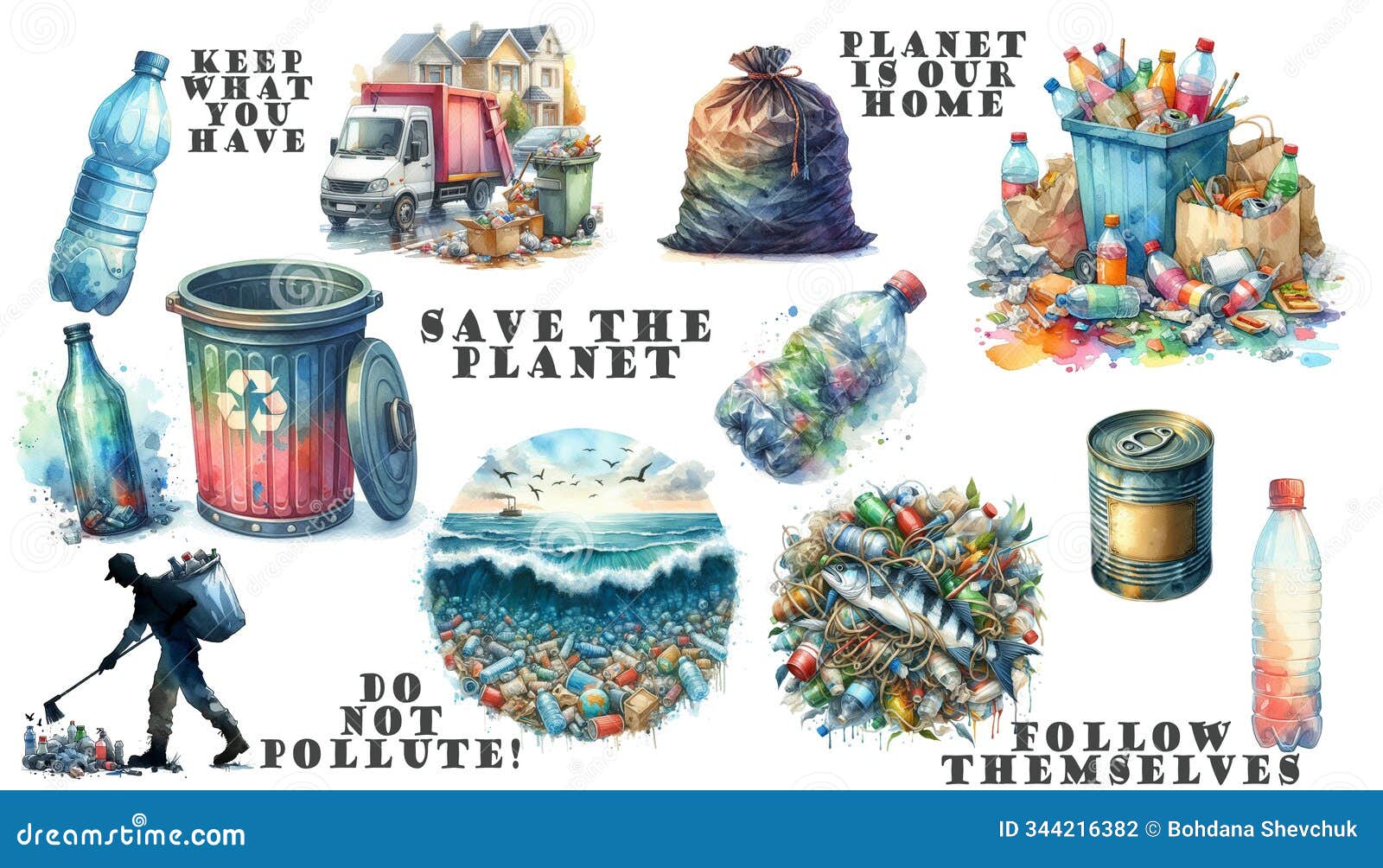 Set of Stickers on the Topic of Pollution of the Planet Stock ...