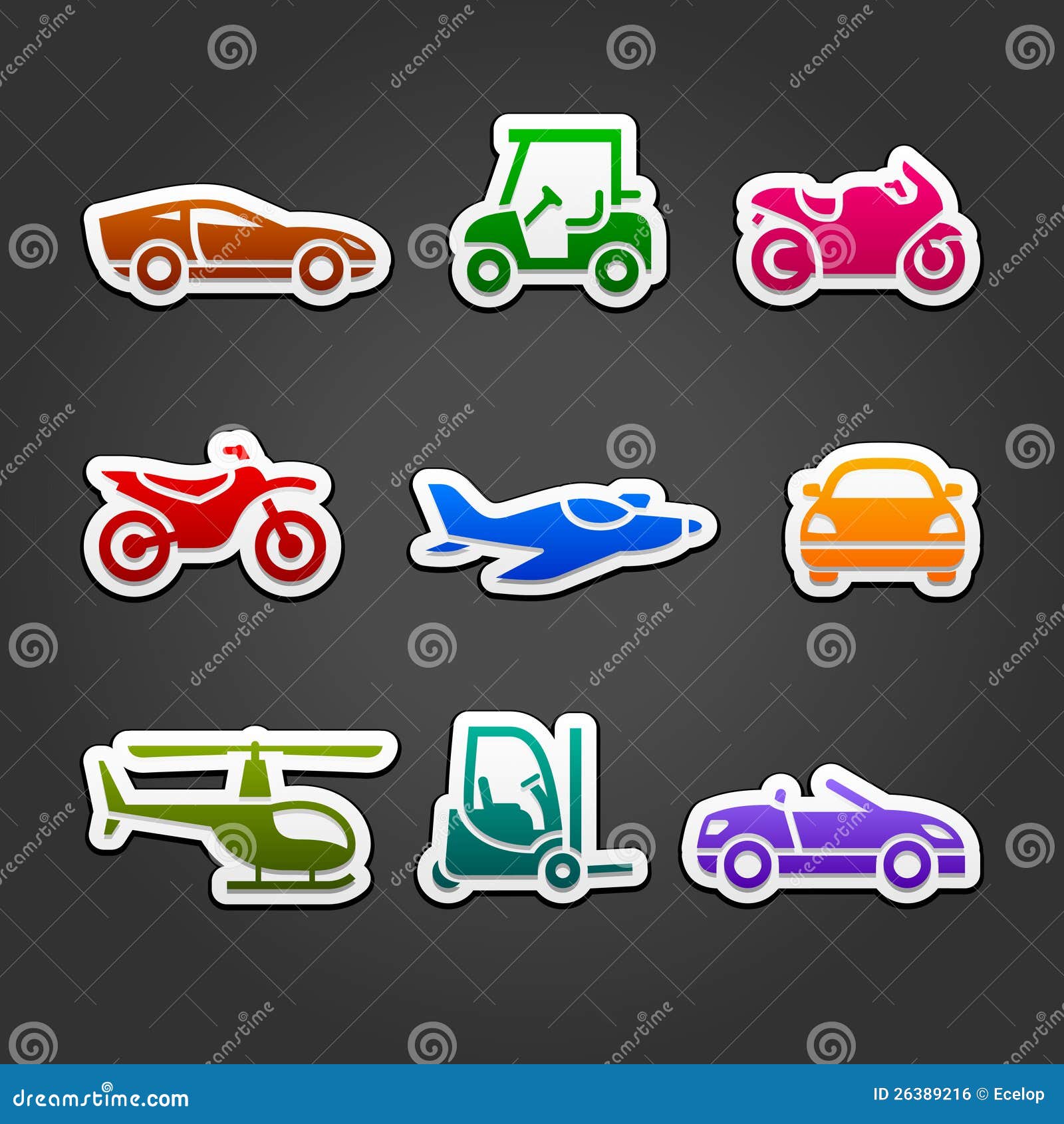 Set Stickers Transport Color Icons Stock Vector - Illustration of ...