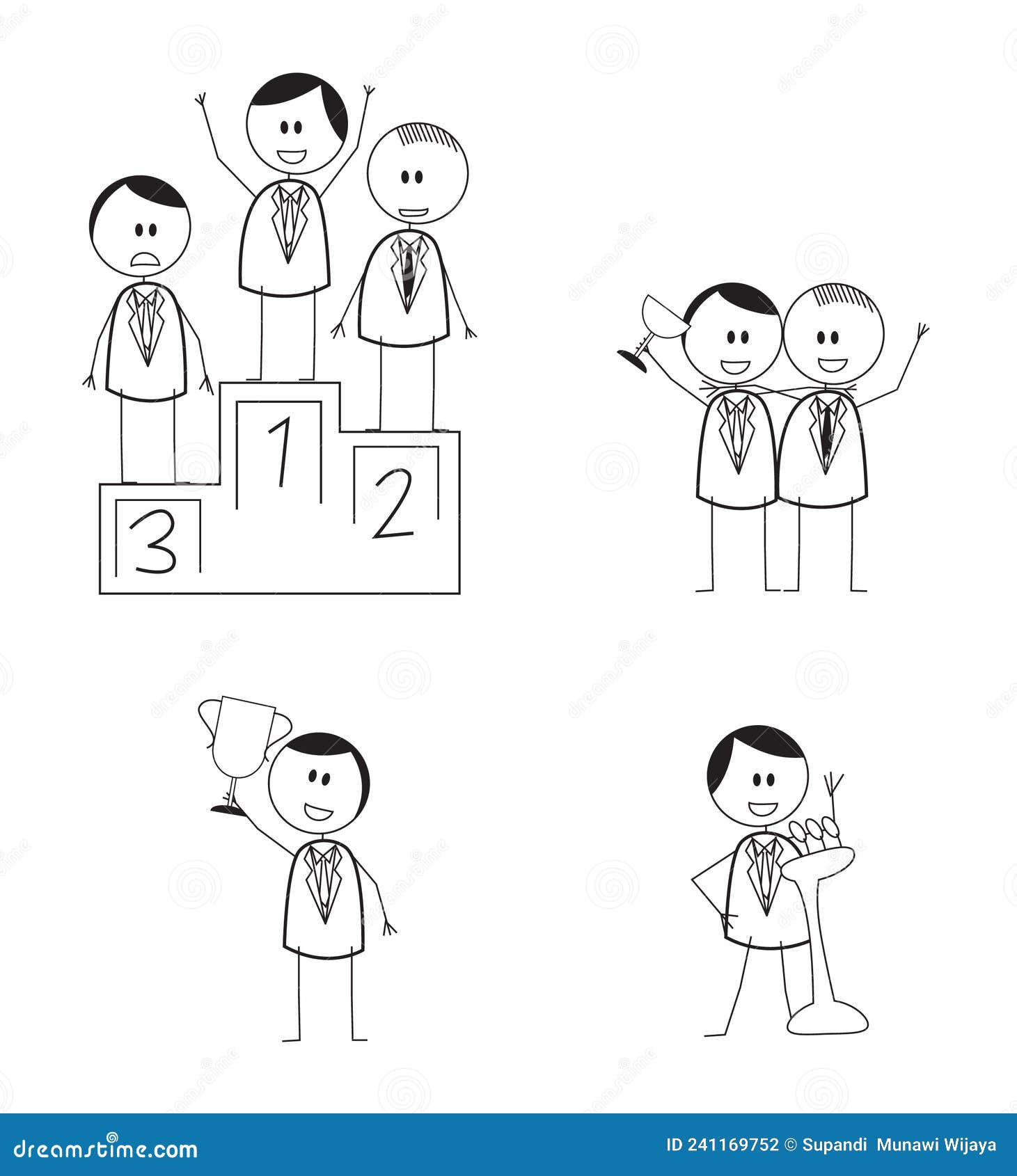 Set Stickman Cute Interactive and Colorful Design Creative Stock Vector ...