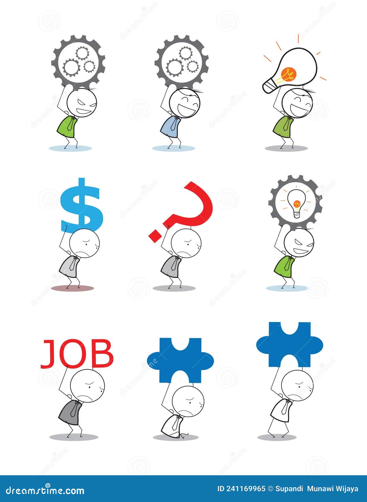 Set Stickman Cute Interactive Design Creative Stock Vector ...