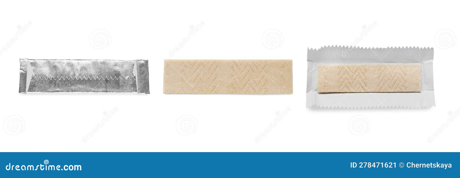 Set with Sticks of Chewing Gum on White Background, Top View Stock ...