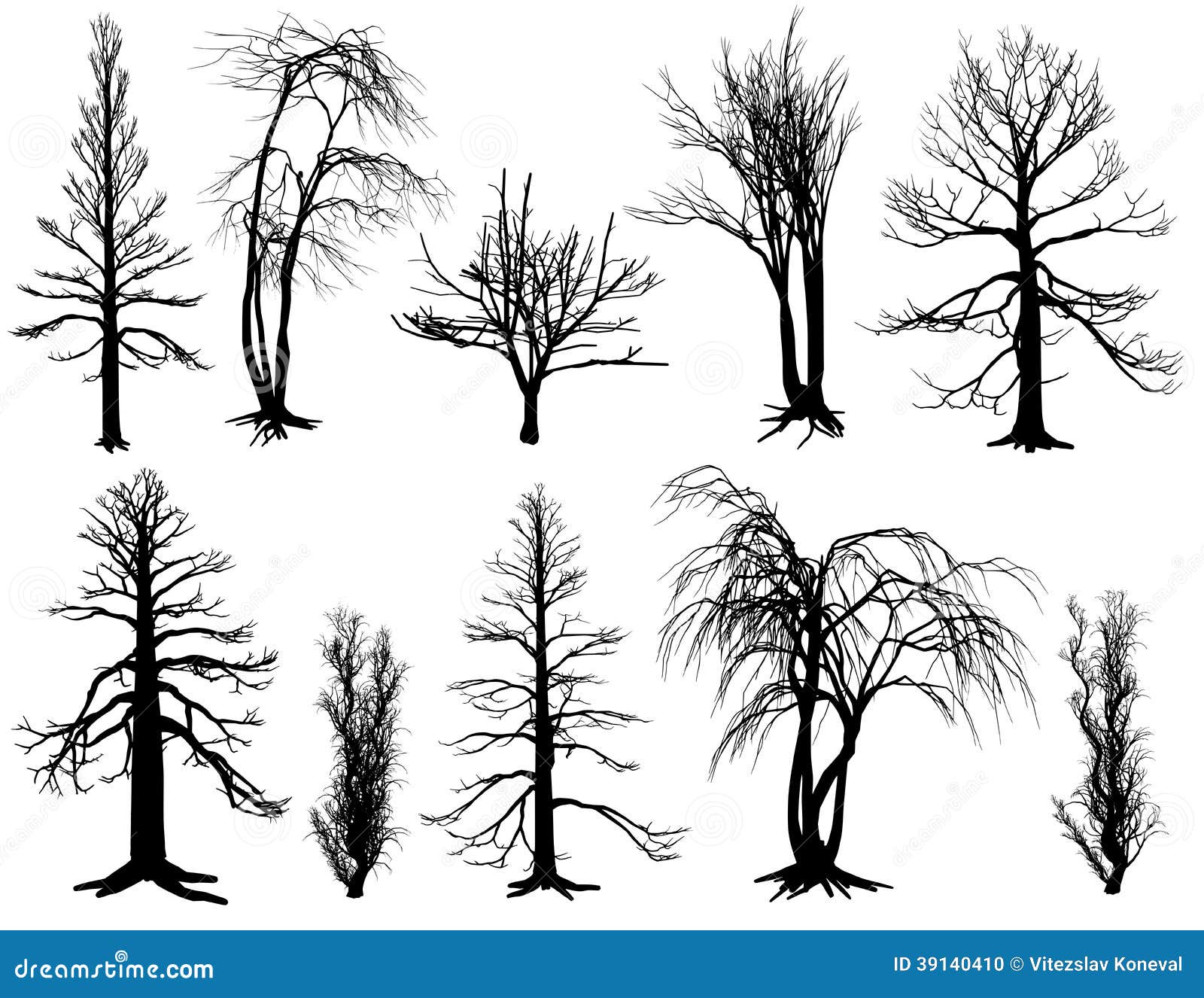 Set of sticks trees stock vector. Illustration of black - 39140410