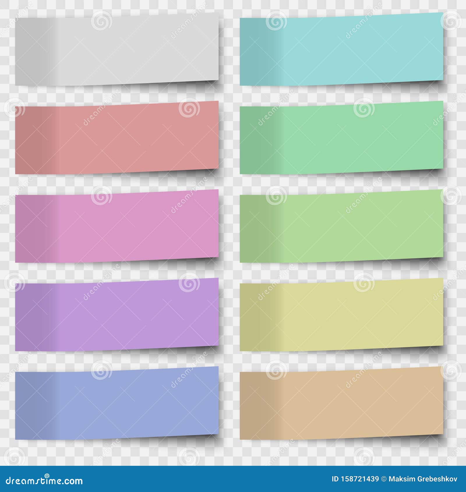 Set of Sticky Notes or Office Paper Sheets Stock Illustration ...