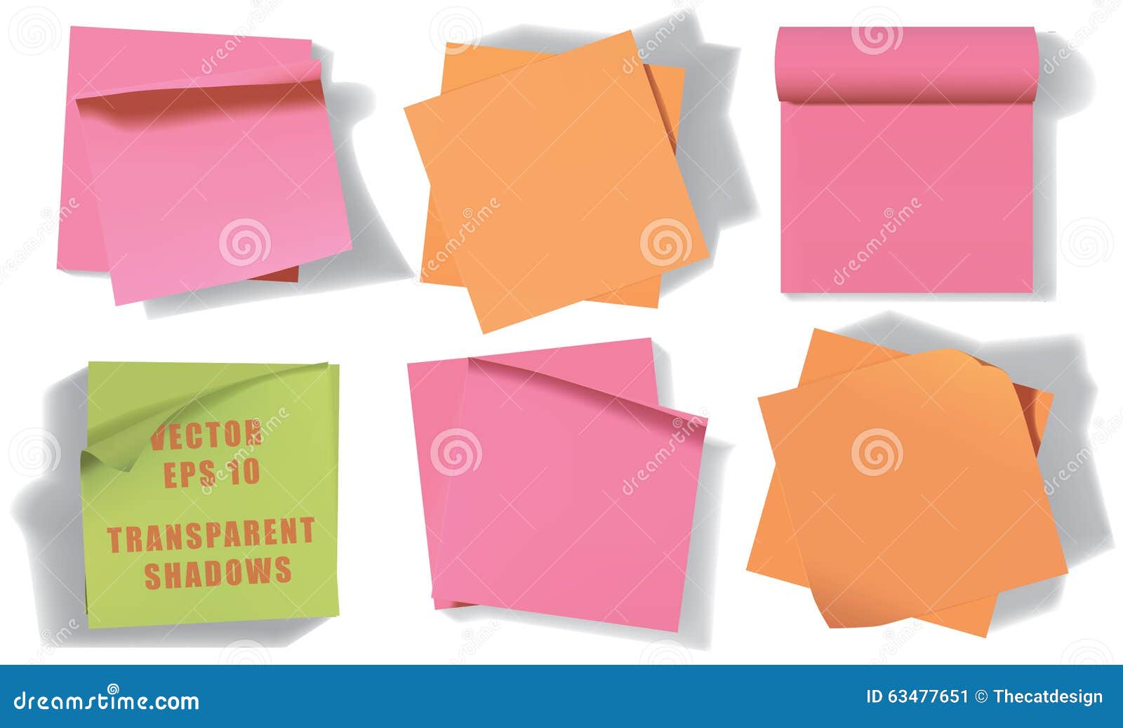 Set of Sticky Notes. Transparent Shadows. Stock Vector - Illustration ...