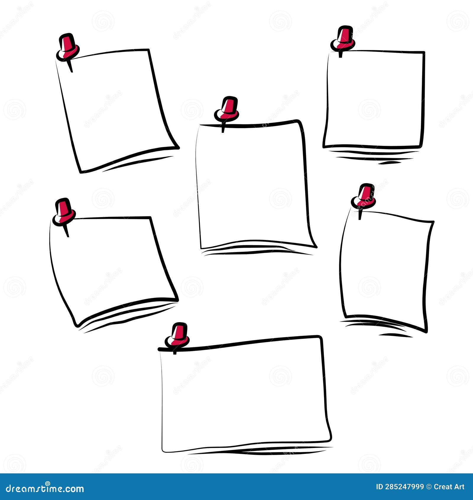 Set of Sticky Notes Vector Black Outline Stock Vector - Illustration of ...