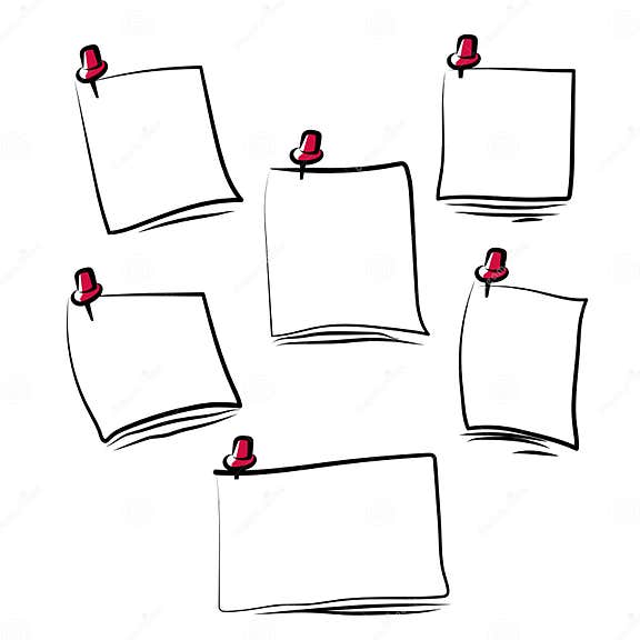 Set of Sticky Notes Vector Black Outline Stock Vector - Illustration of ...