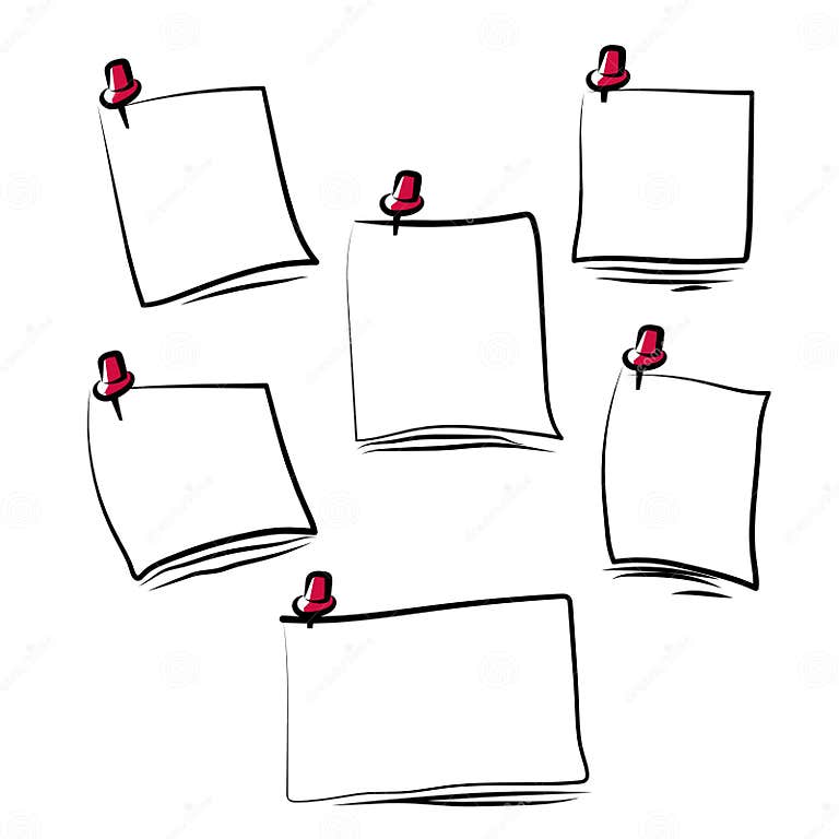 Set of Sticky Notes Vector Black Outline Stock Vector - Illustration of ...