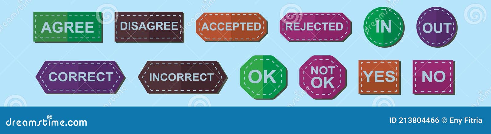 Set of Stitched Correct Incorrect Cartoon Icon Design Template with ...