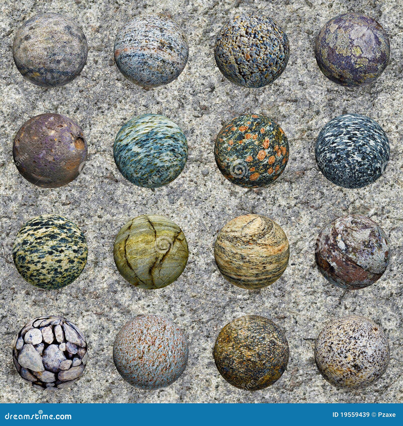 Set of Stone Balls on Granite - Seamless Texture Stock Image - Image of ...