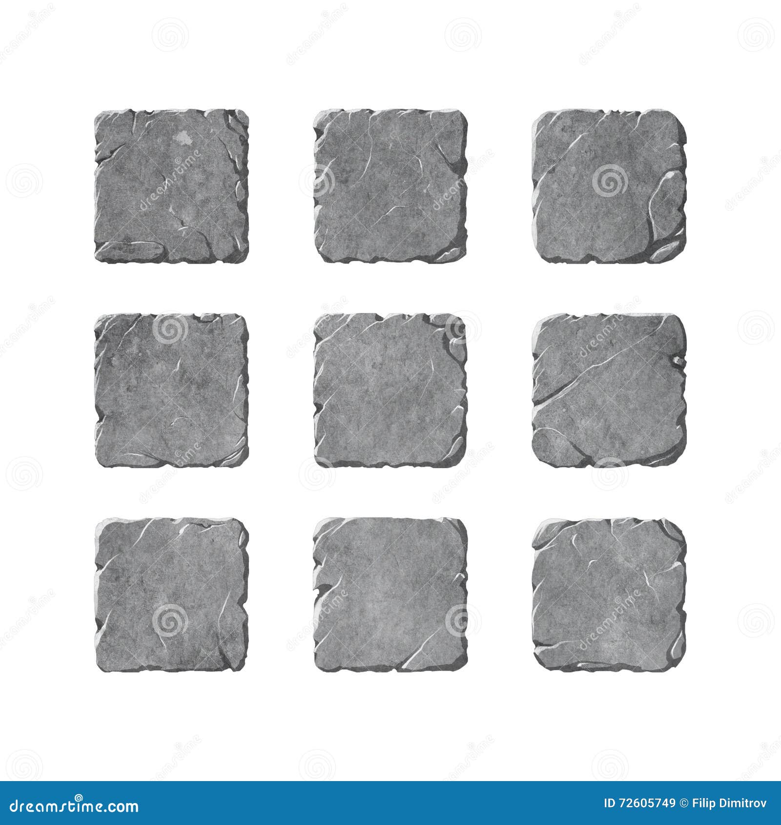 Set of Stone Buttons and Elements. Stock Illustration - Illustration of ...