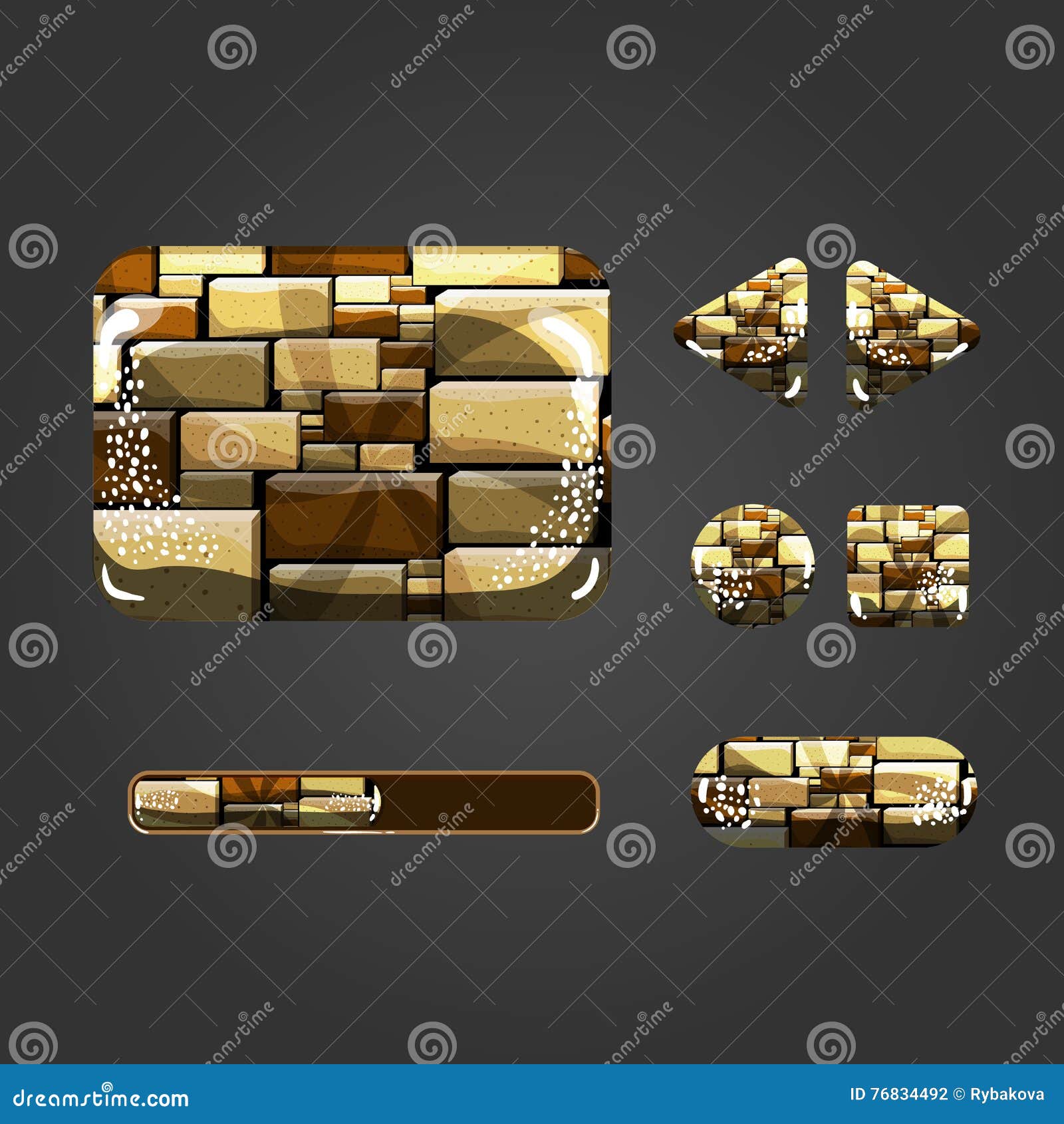 Set of Stone Different Buttons Stock Vector - Illustration of granite ...