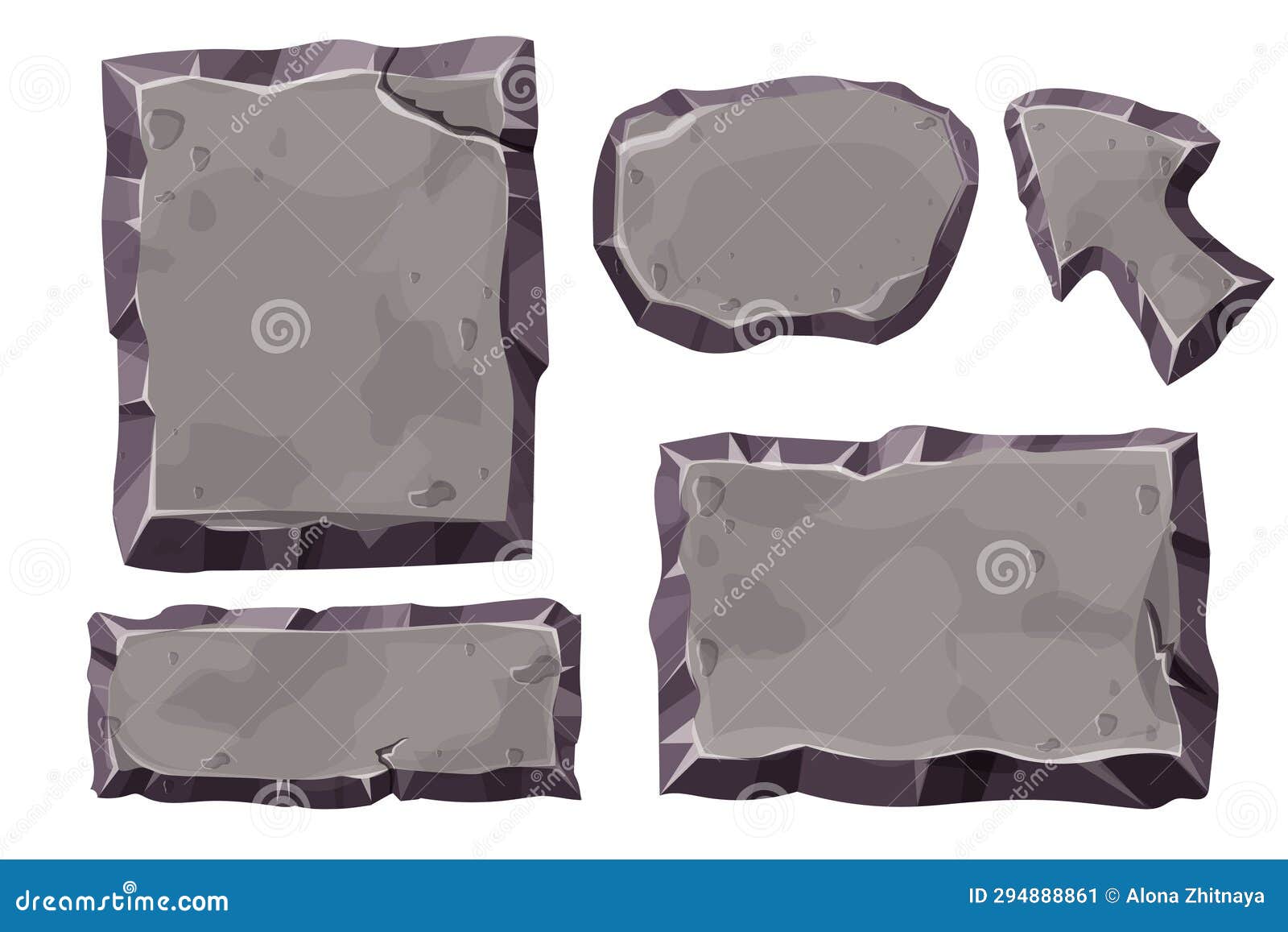 Set Stone Game Menu Panels Textured Ui Frames Interface Template In