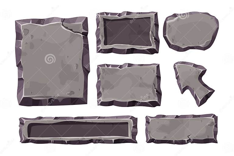 Set Stone Game Menu Panels Textured Ui Frames Interface Template In