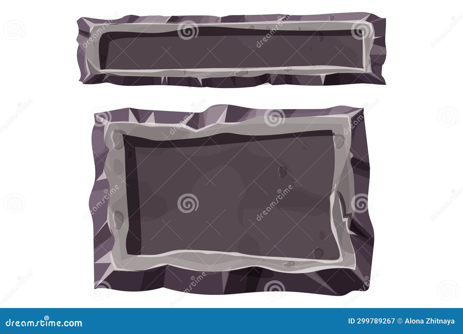 Set Stone Game Menu Panels, Textured Ui Frames Interface Template in Comic Cartoon Style ...