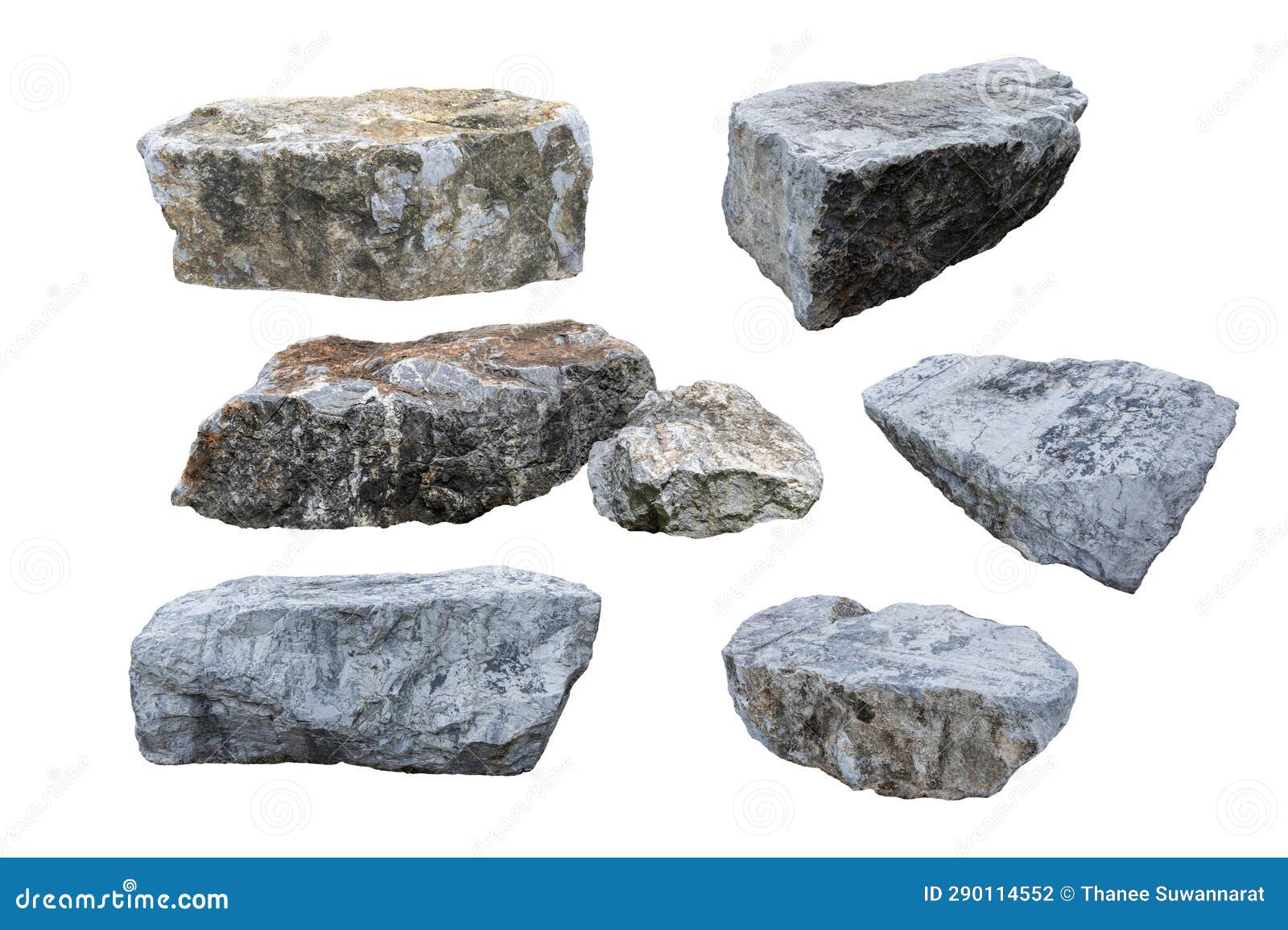 Set of Rocks.Isolated on White Background Stock Photo - Image of stone ...
