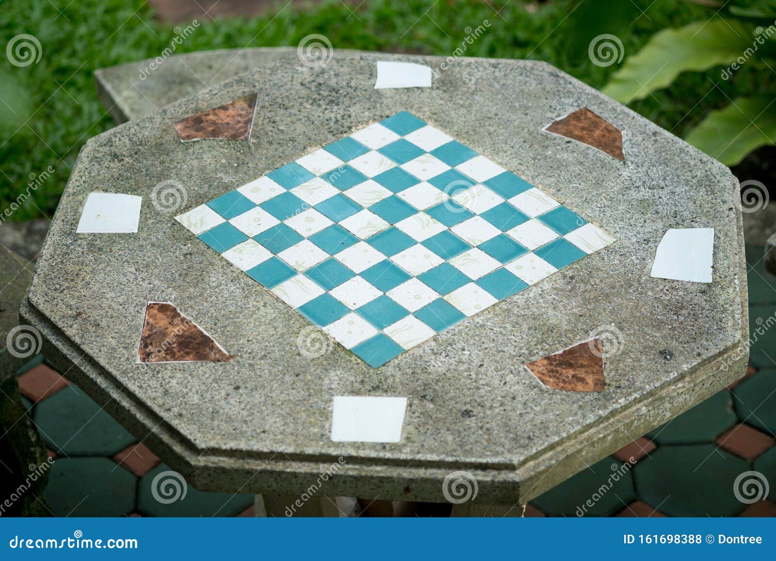 Set of Stone Table with Chess Checker-board Stock Photo - Image of ...