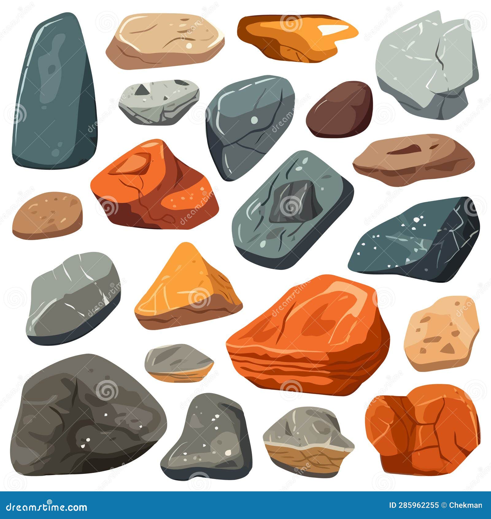 Set of Stones. Image of Various Isolated Stones or Minerals Stock ...