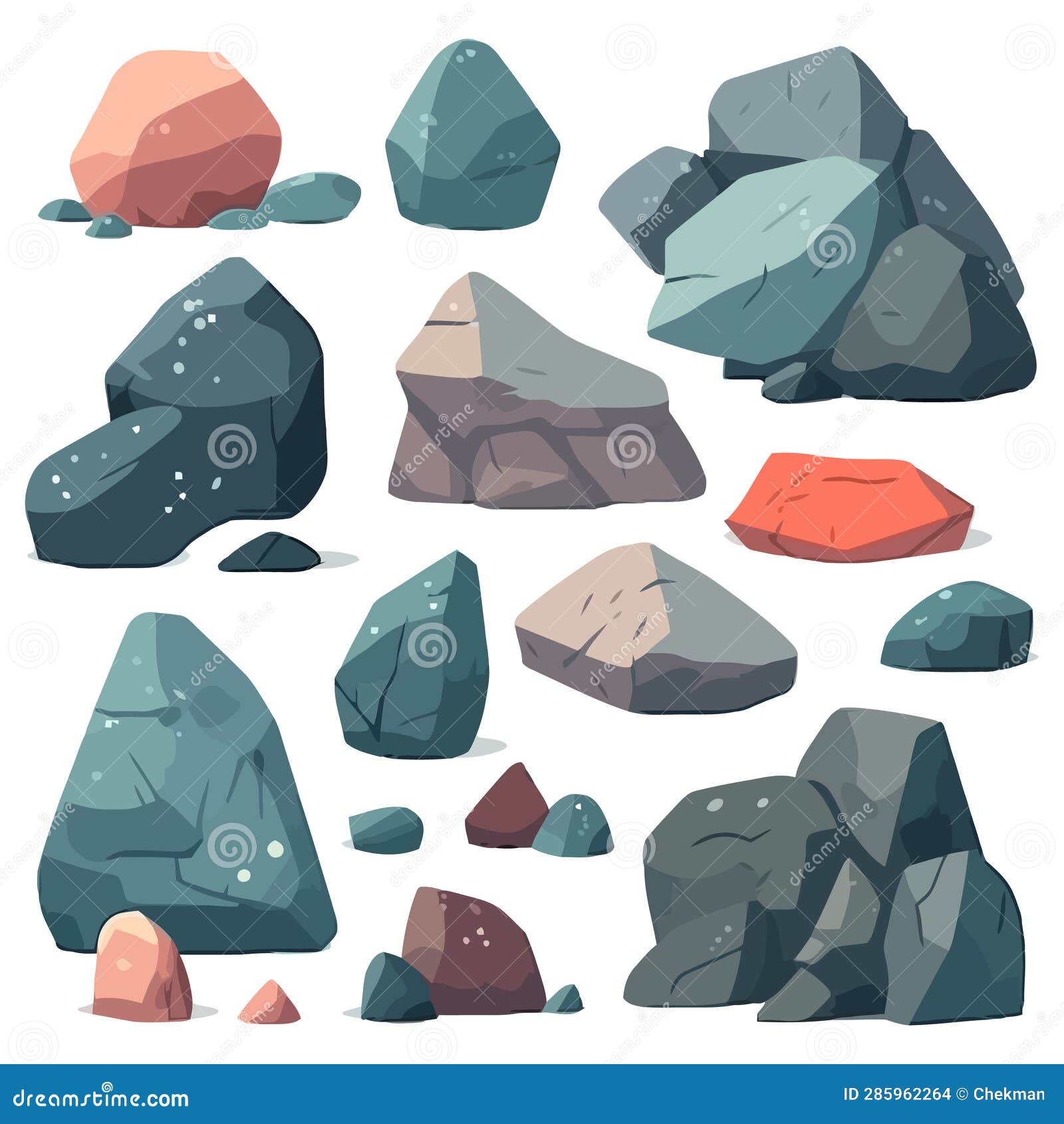 Set of Stones. Image of Various Isolated Stones or Minerals Stock ...