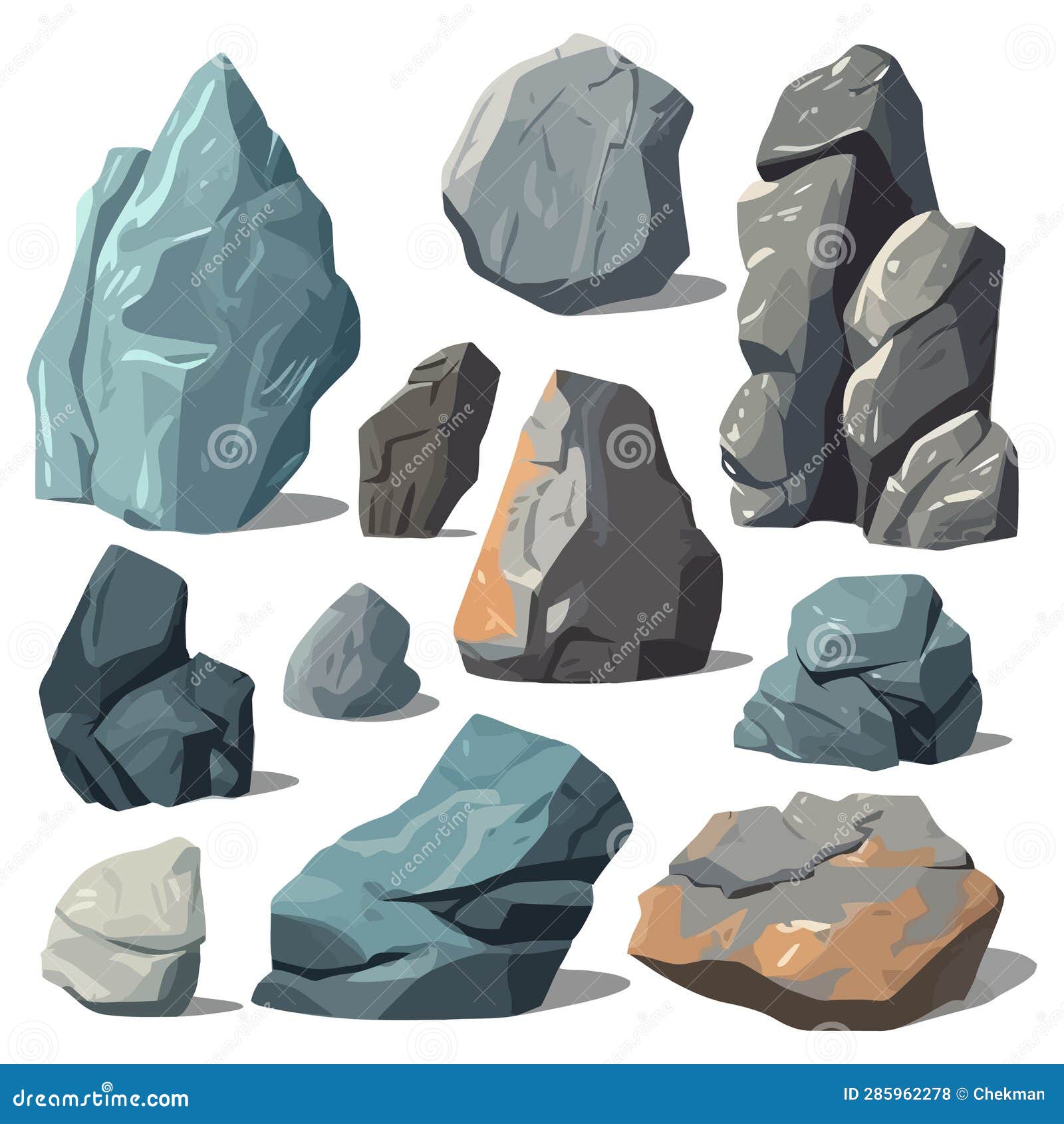 Set of Stones. Image of Various Isolated Stones or Minerals Stock ...