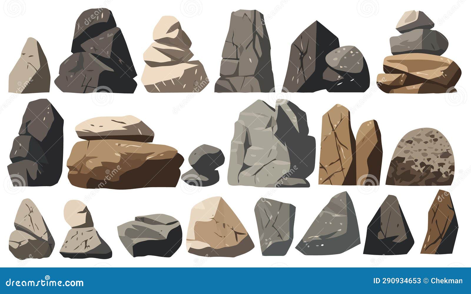 Set of Stones. Image of Various Isolated Stones or Minerals Stock ...
