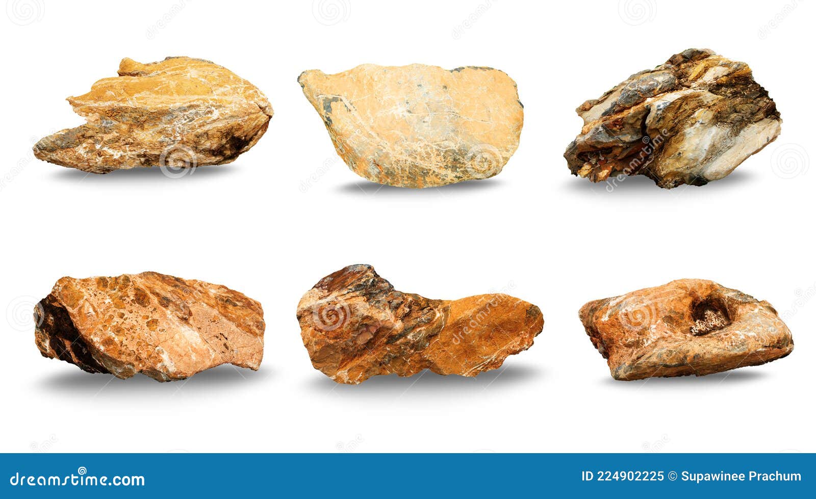 Set of Stones Isolated on the White Background, Group Stone Isolated on ...