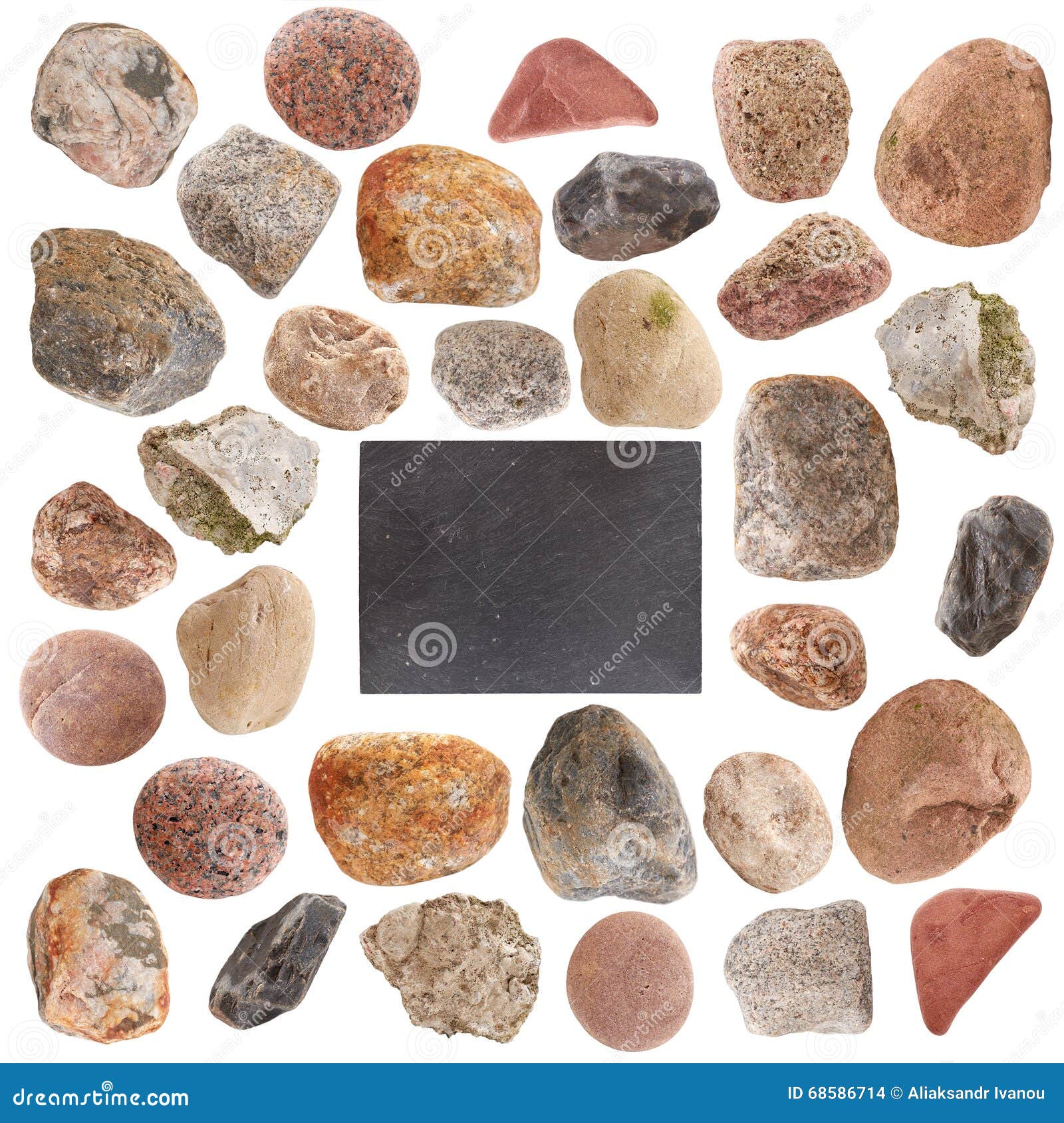 Set of Stones Isolated on White Background. Stock Photo - Image of ...