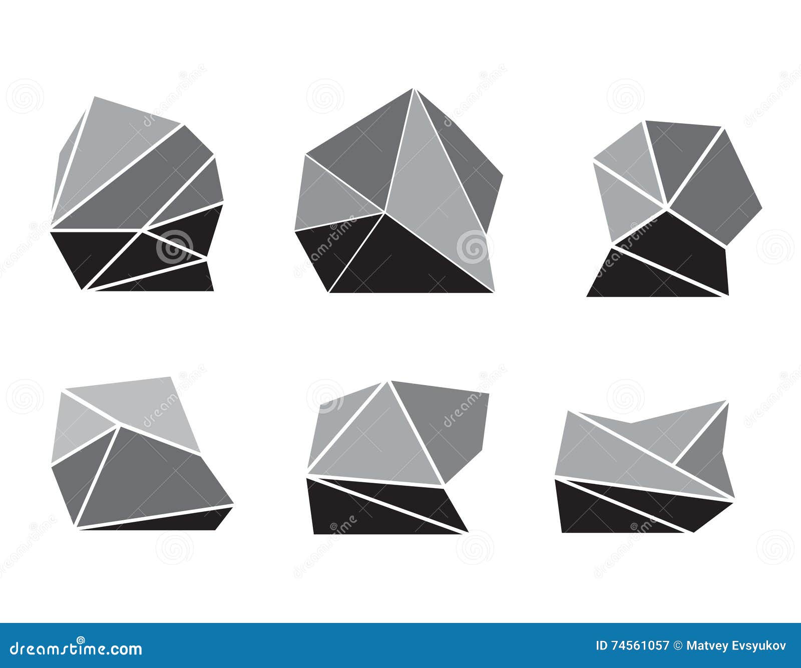 Set of Stones, Rock Elements Different Stock Illustration ...