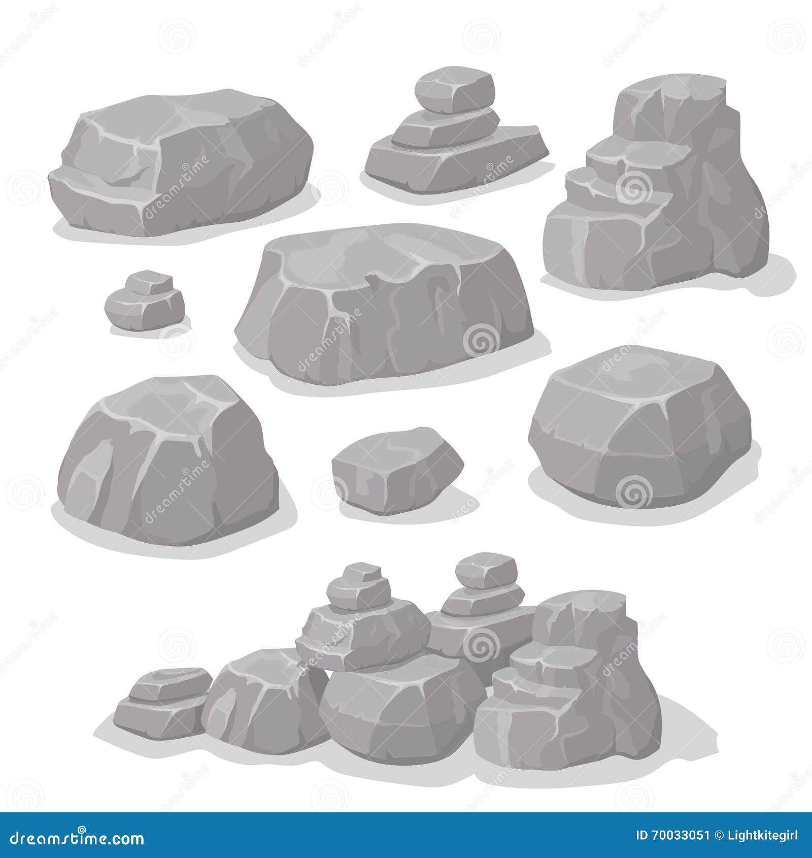Set of Stones, Rock Elements Different Shapes Cartoon Style Set, Flat ... Set of Stones, Rock Elements Different Shapes Cartoon Style Set, Flat ...