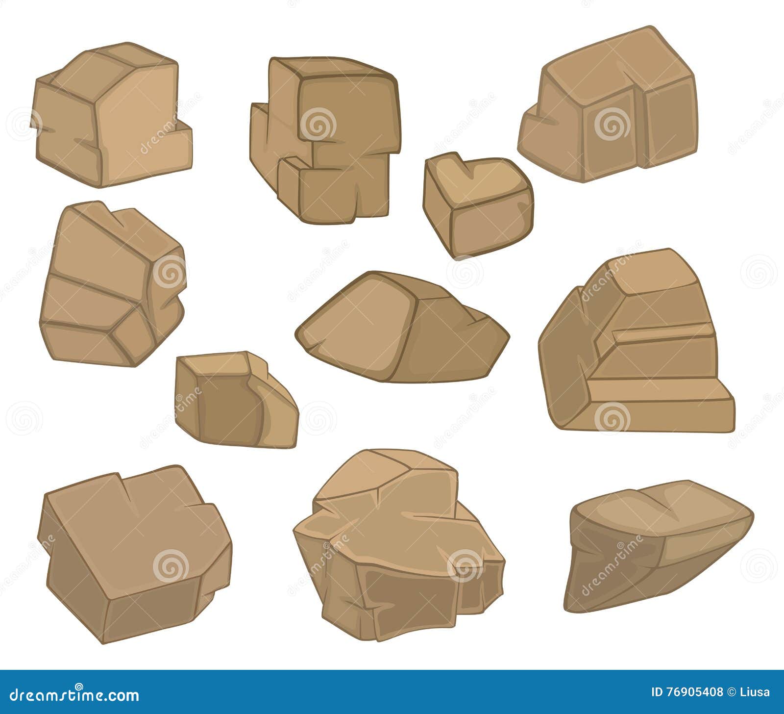 Set of Stones Rock Elements Stock Vector - Illustration of natural ...
