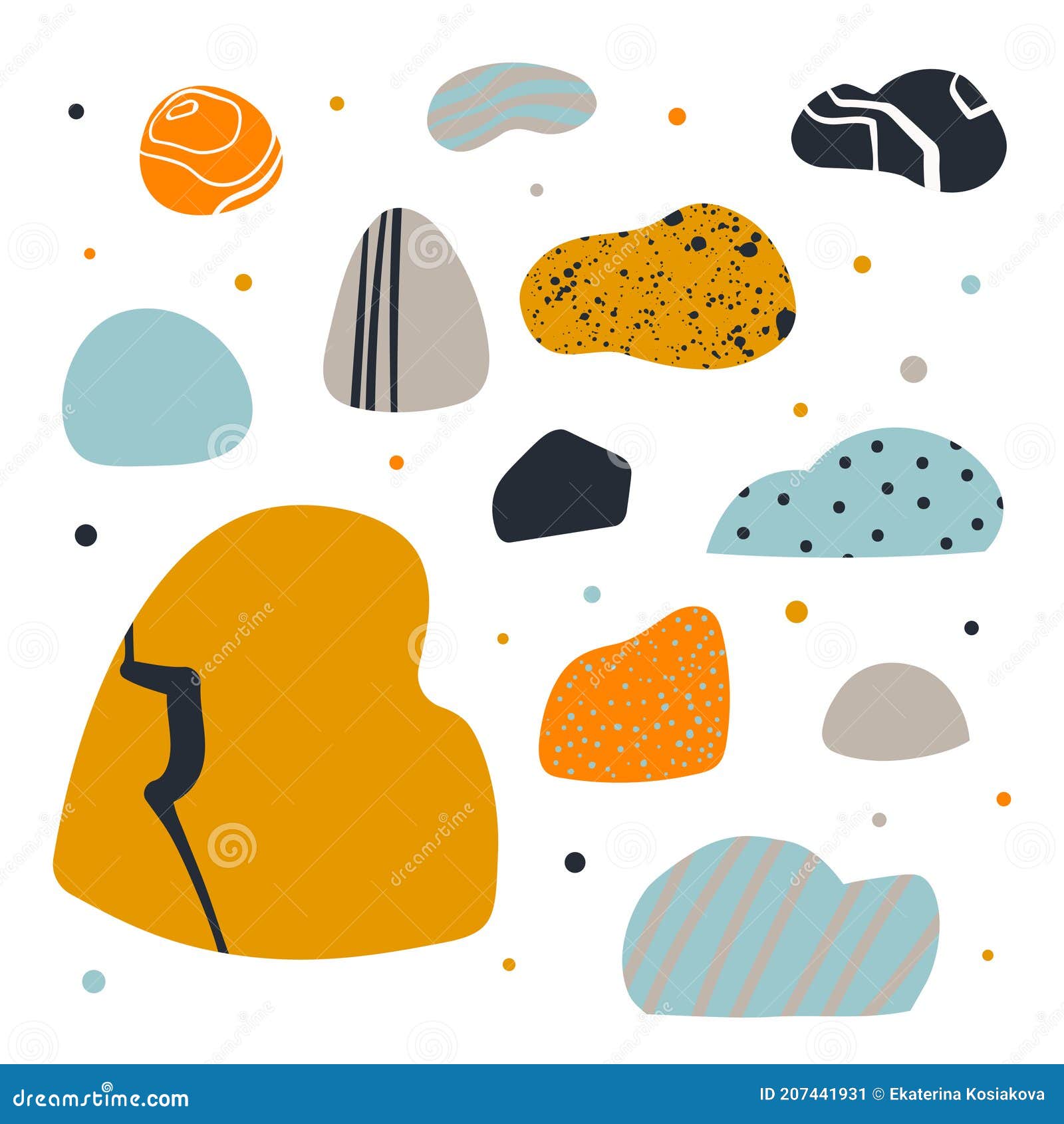 A Set of Stones on White Background. Vector Illustration in a ...