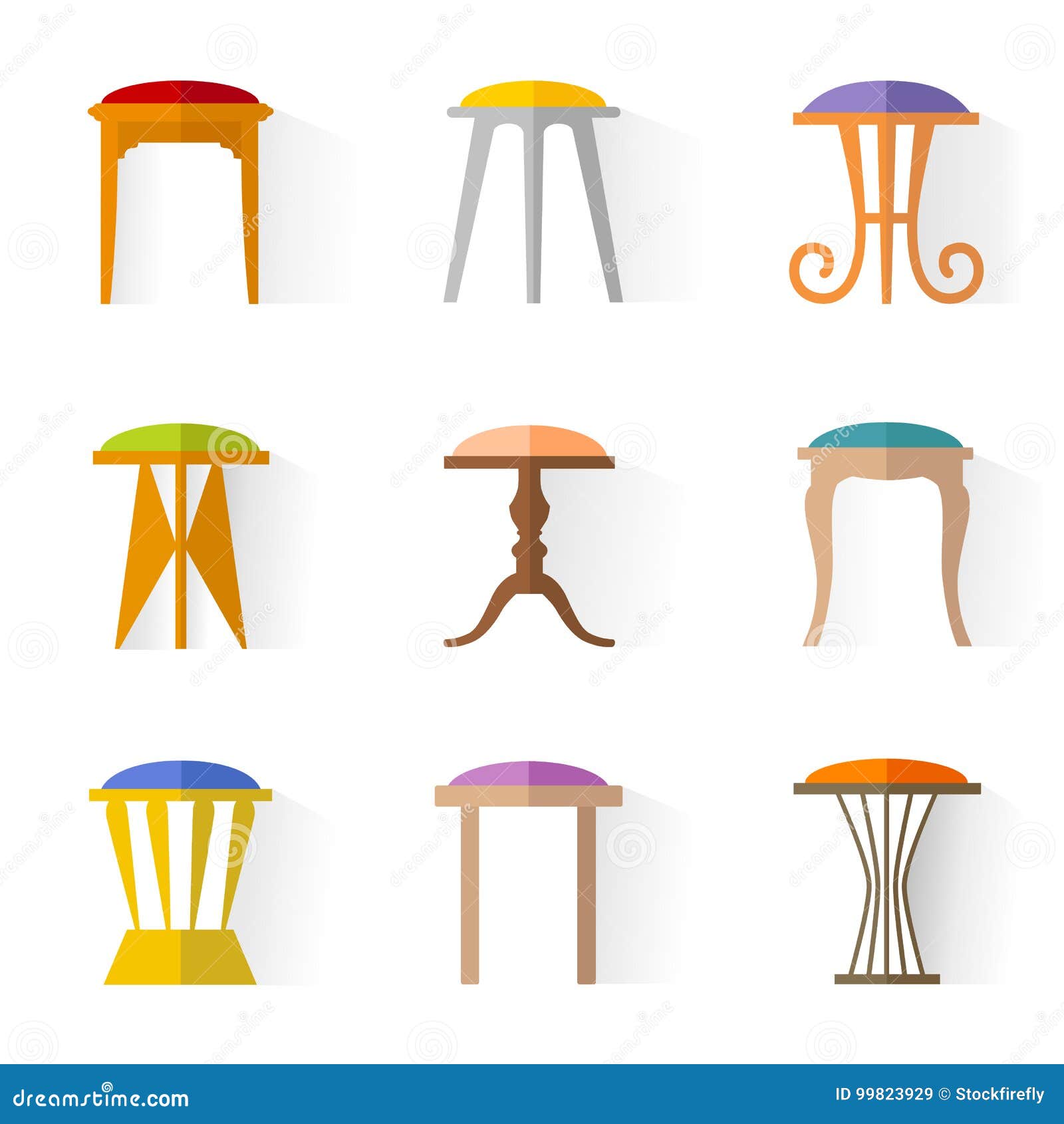 Set of Stools. Vector Illustration. Stock Vector - Illustration of ...